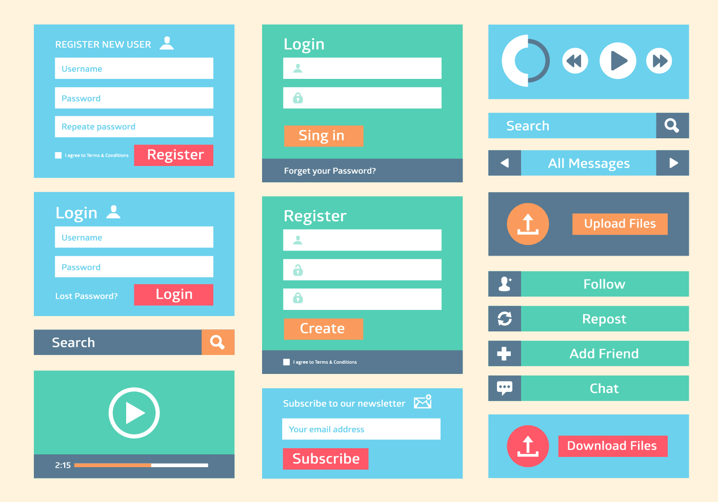 Free Flat Web User Interface Vector Background - Download Free Vector ... Free Flat Web User Interface Vector Background - Download Free Vector ...
