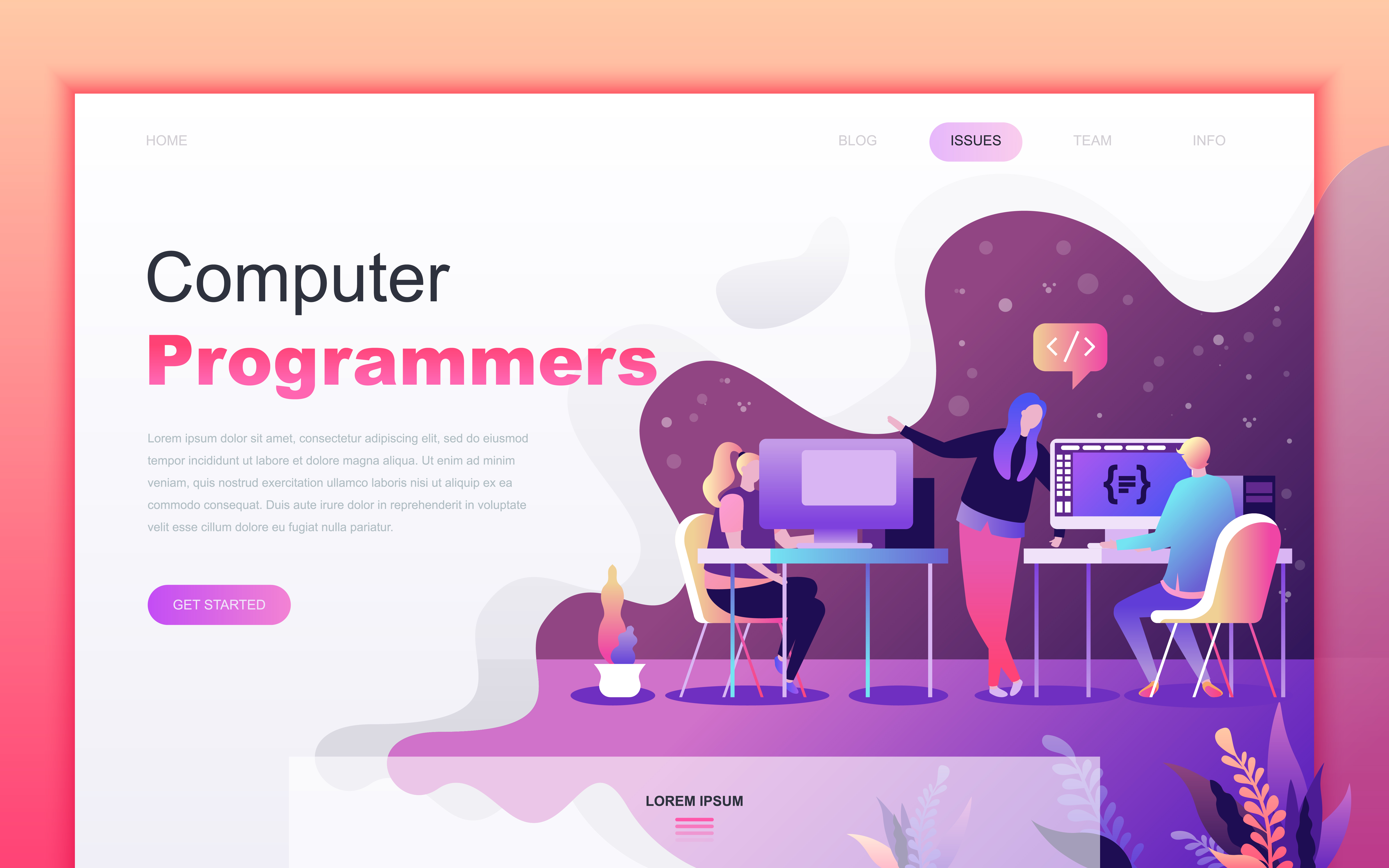 Modern Flat Cartoon Design Concept Of Computer Programmers For Website