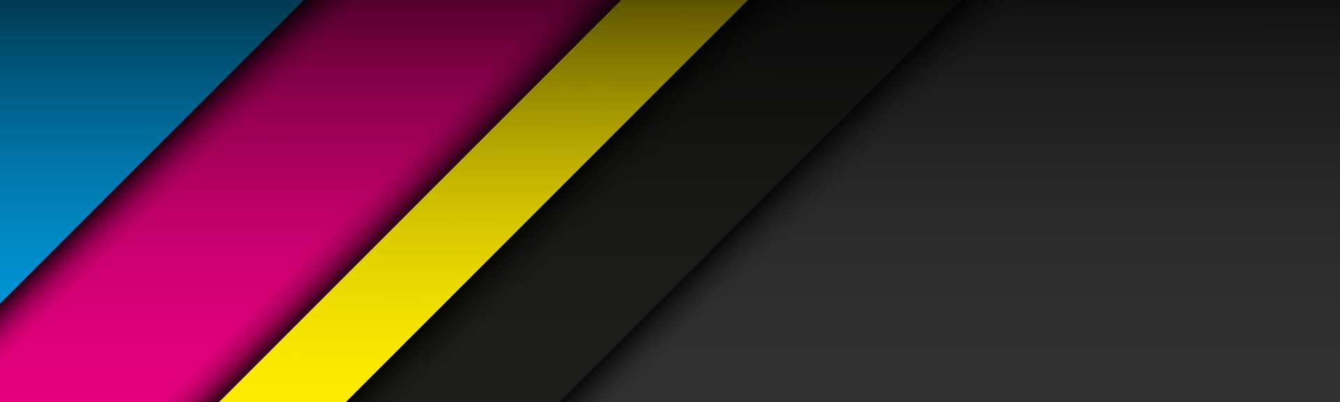 Black Modern Material Header With Overlapping Layers In Cmyk Colors