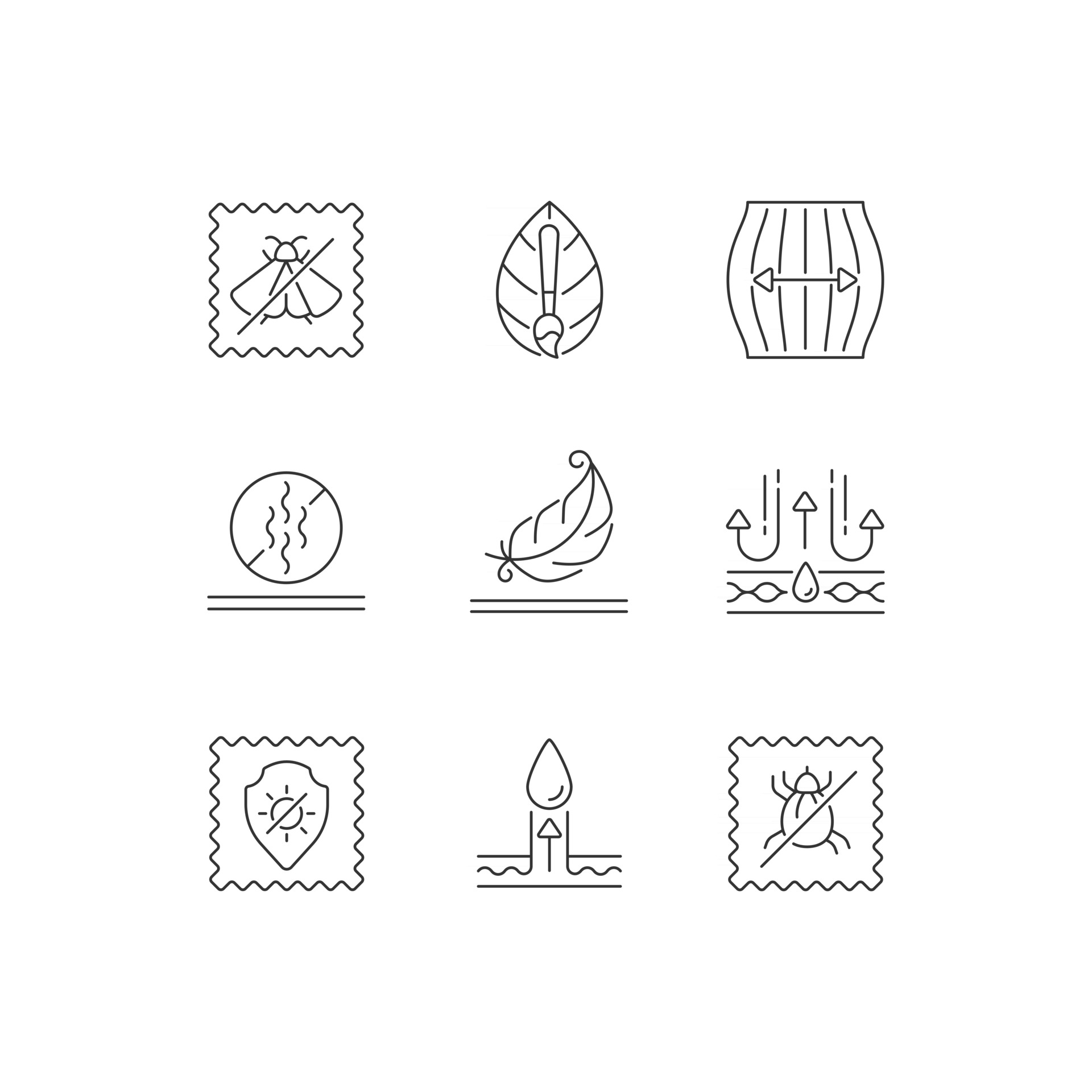 Different Types Of Fabric Feature Linear Icons Set 2498787 Vector Art