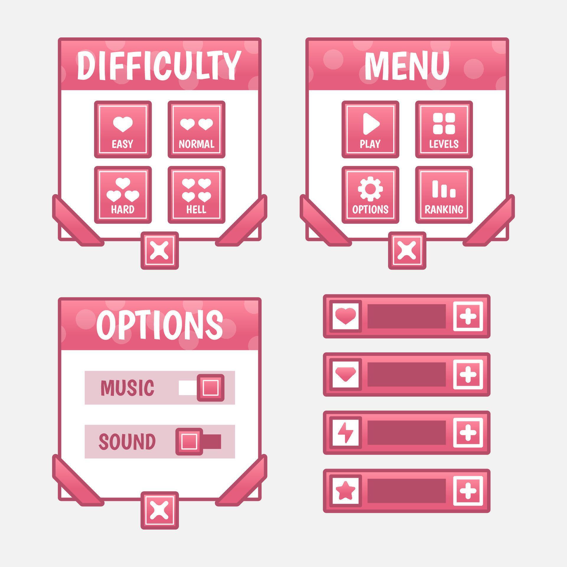 Vector Game Template Gui Kit Interface Level Selection Multi Stage