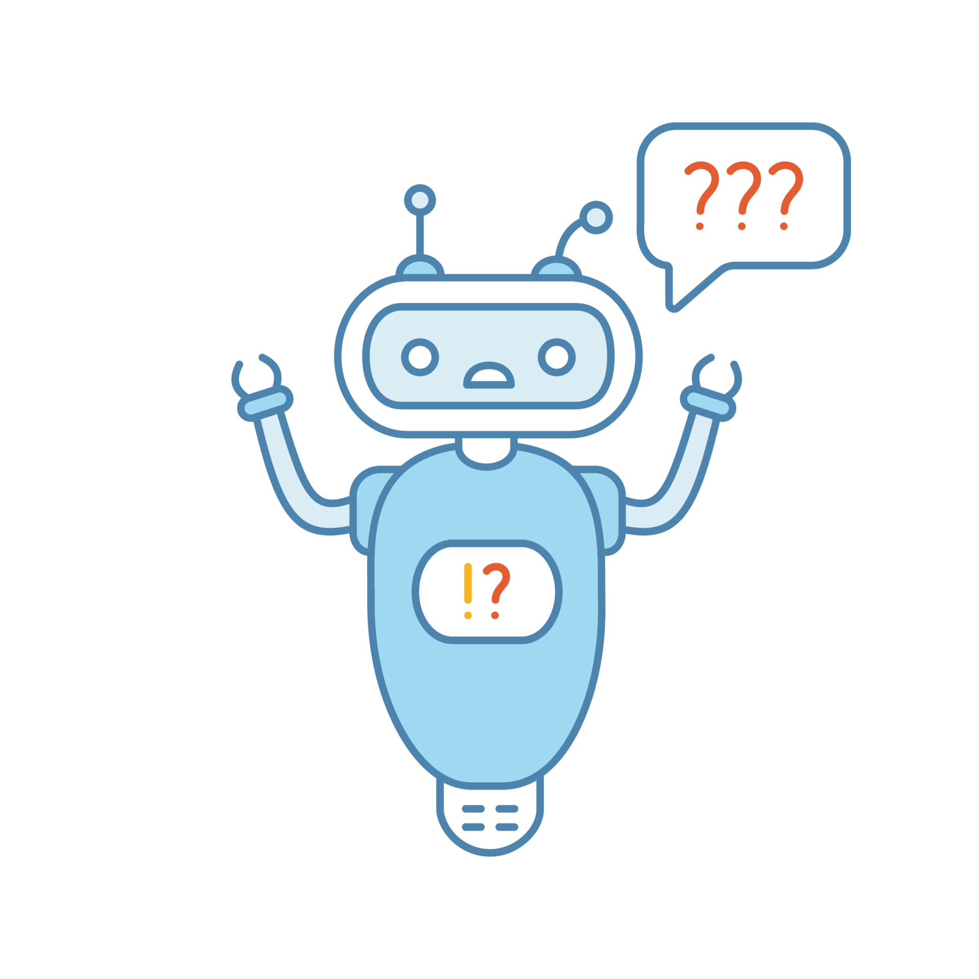 Help Chatbot Color Icon FAQ Chat Bewildered Robot With Question