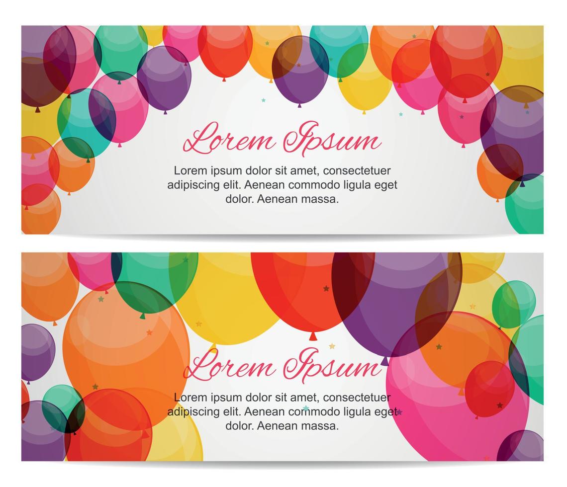 Color Glossy Balloons Birthday Party Card Background Vector Illustration Vector Art At