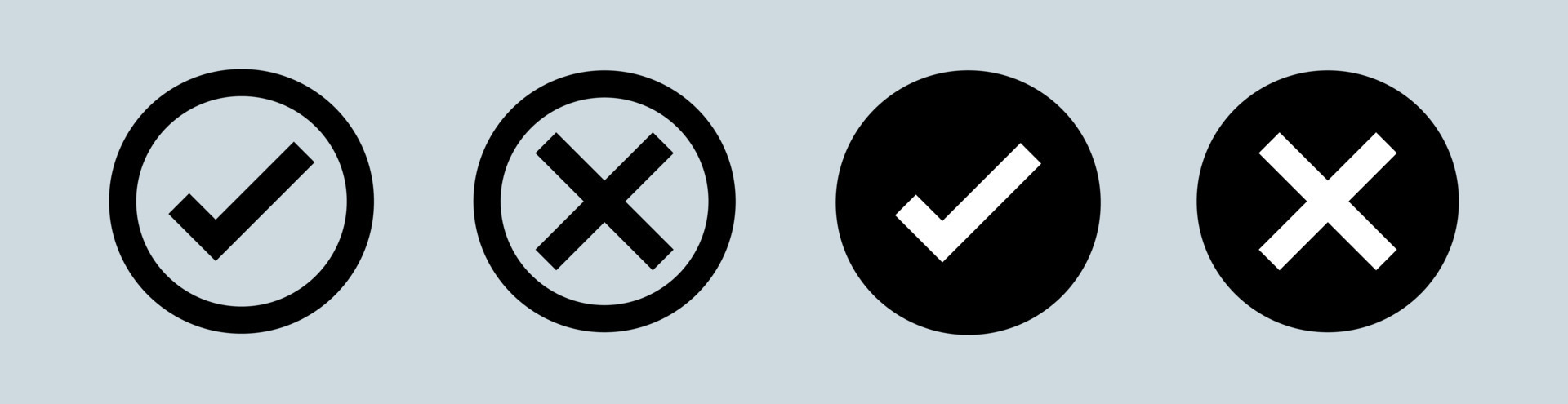 Set Of Check Mark And Cross Mark In Black Color Checkmark Checklist