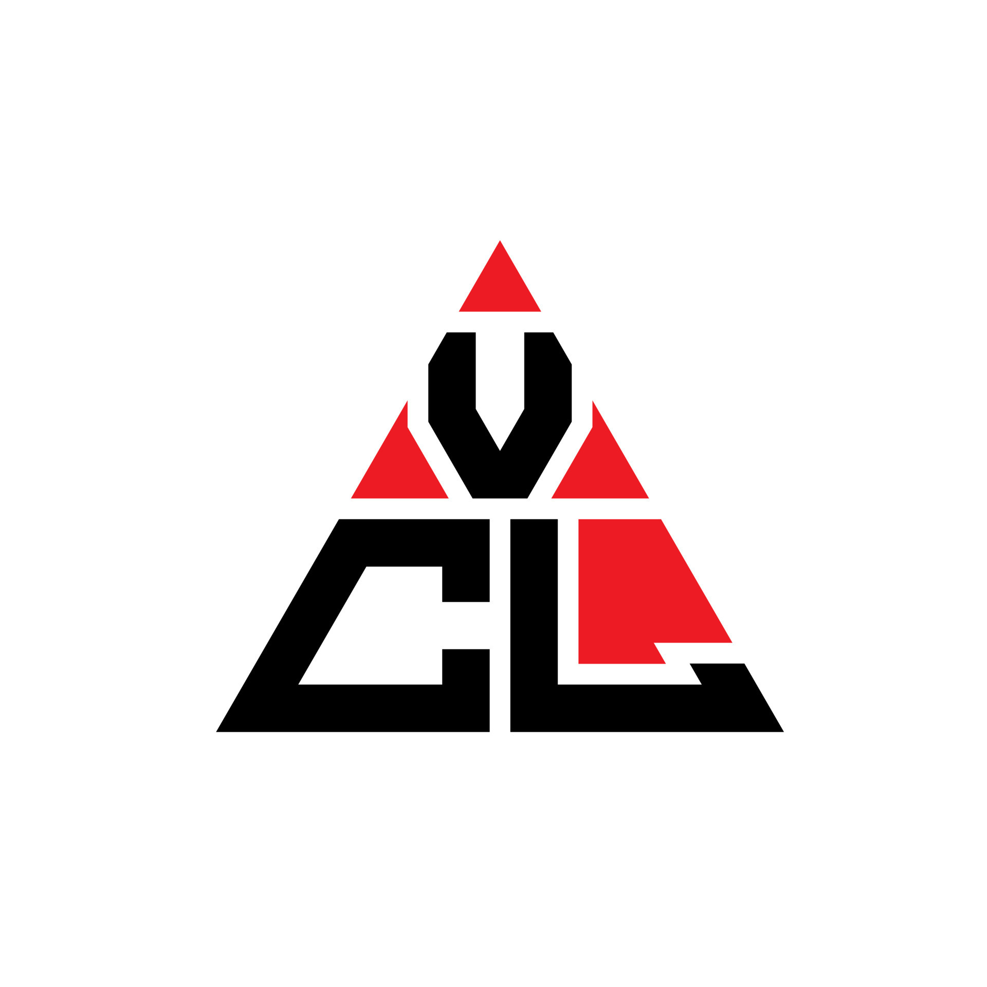 Diseño de logotipo de letra triangular vcl con forma de triángulo