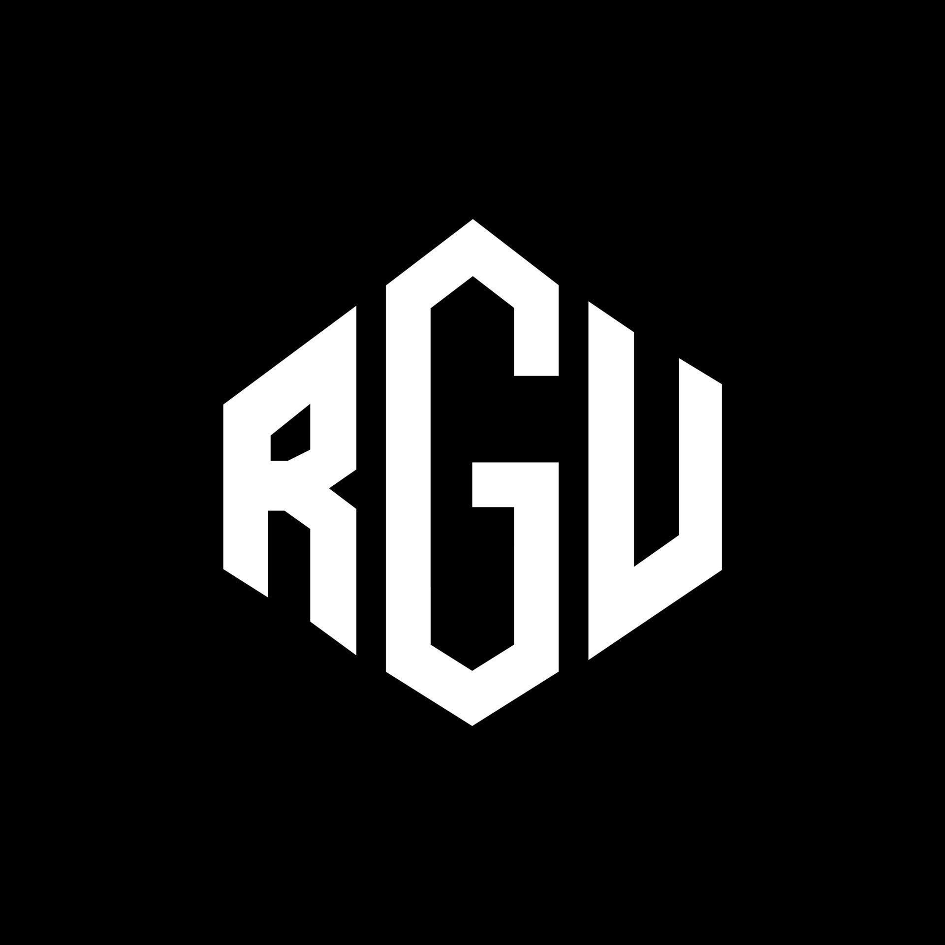 RGU Letter Logo Design With Polygon Shape RGU Polygon And Cube Shape
