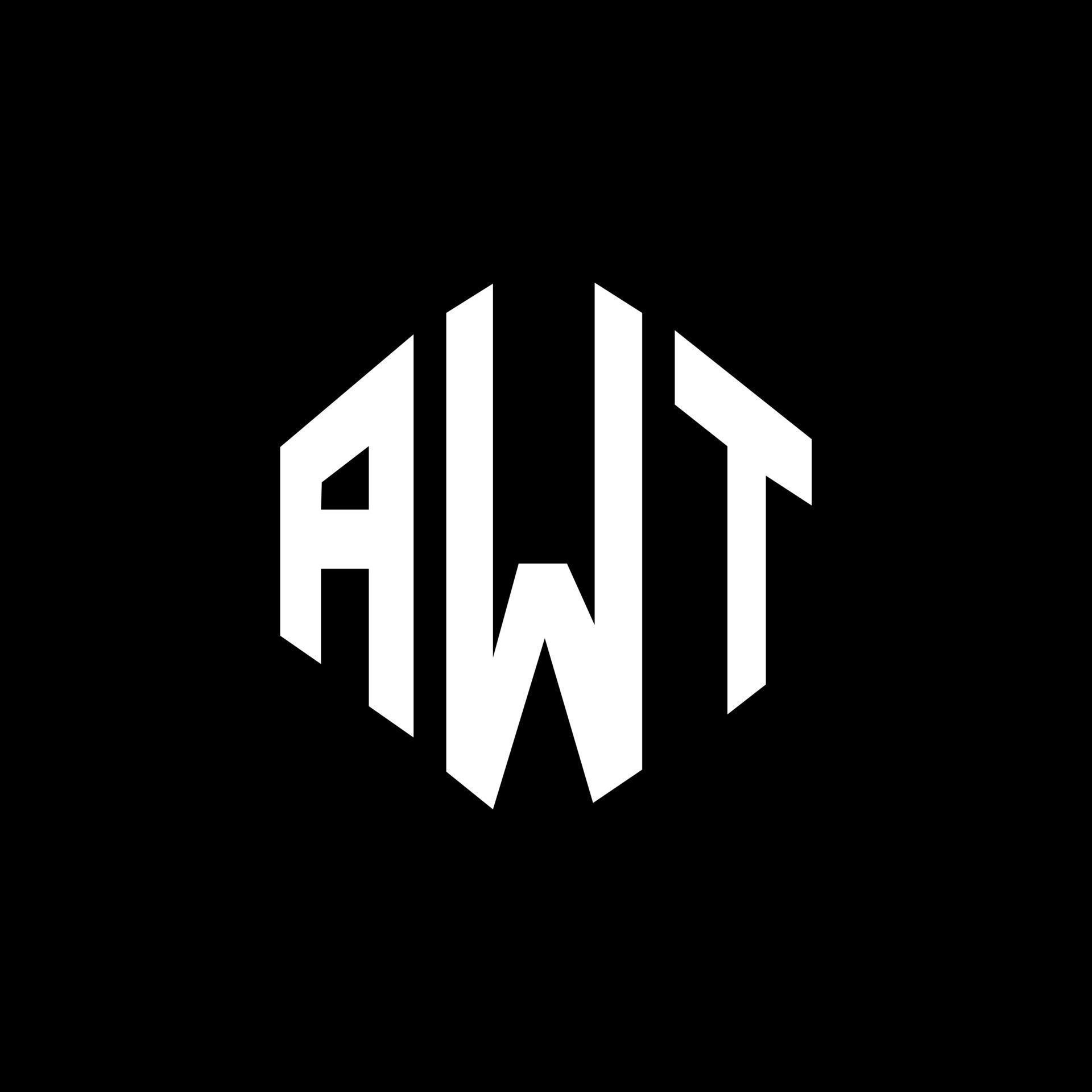 diseño de logotipo de letra awt con forma de polígono awt polígono y
