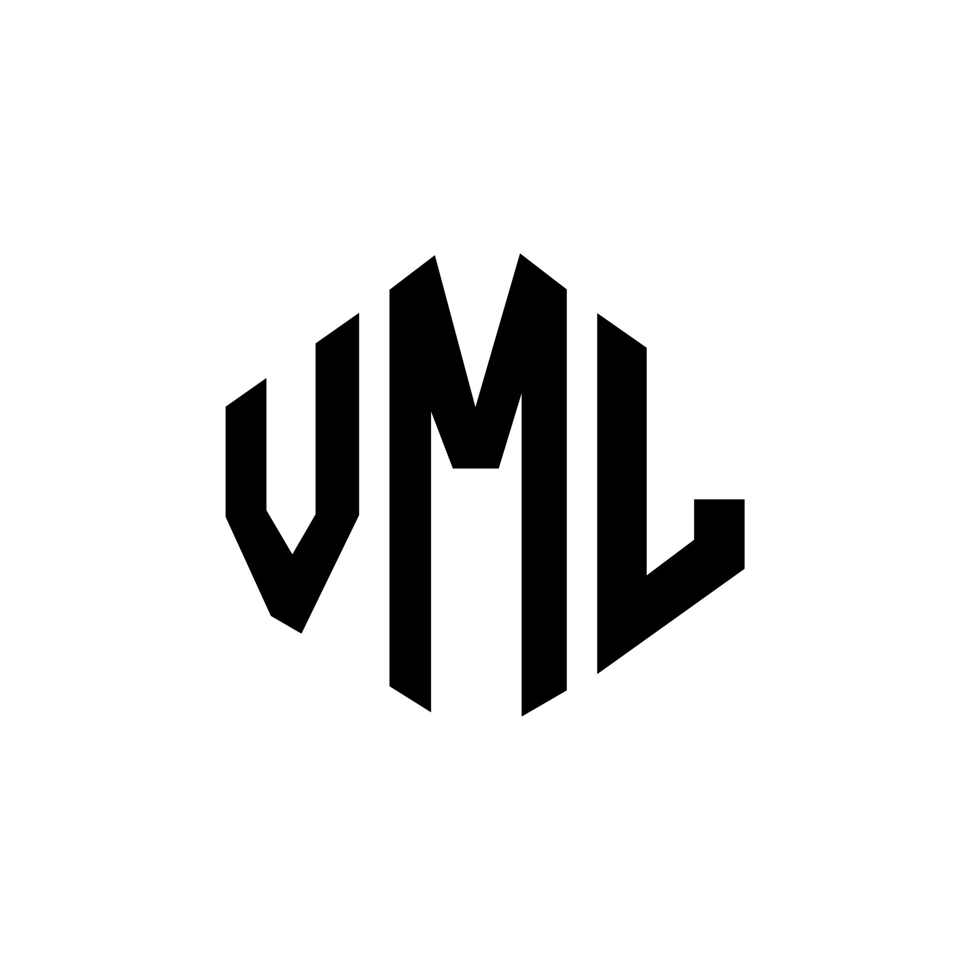 Vml Letter Logo Design With Polygon Shape Vml Polygon And Cube Shape