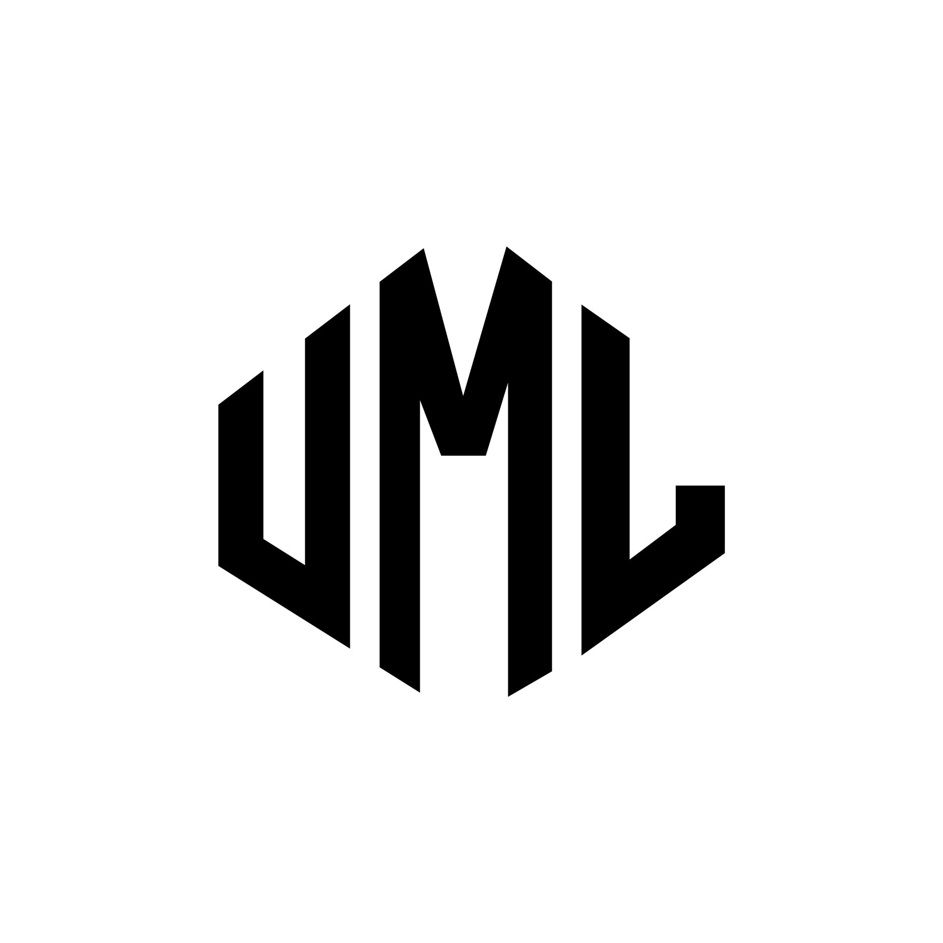 UML Letter Logo Design With Polygon Shape UML Polygon And Cube Shape