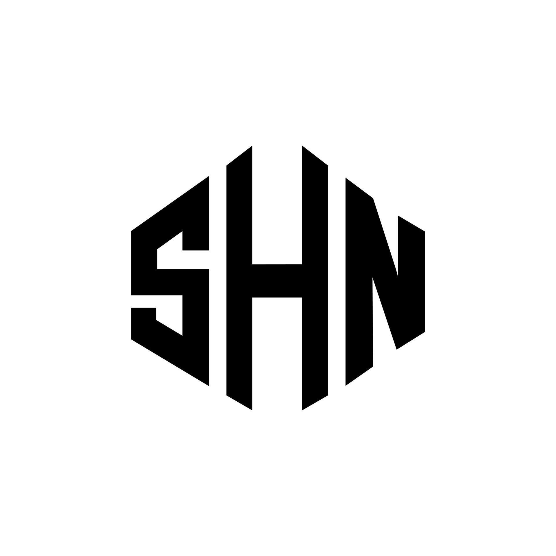 SHN Letter Logo Design With Polygon Shape SHN Polygon And Cube Shape