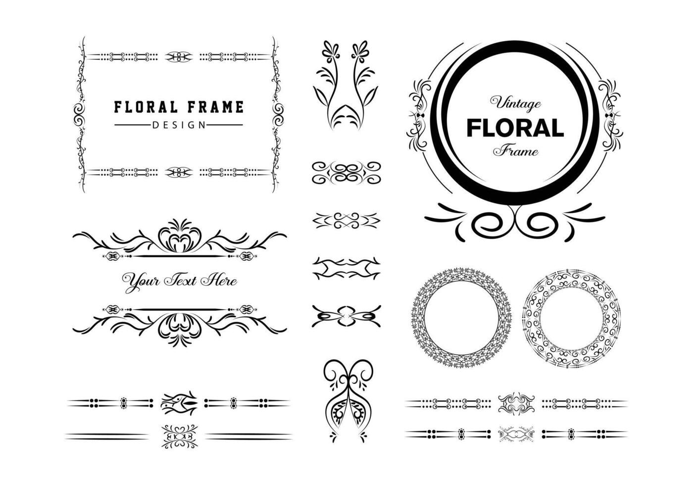 marcos antiguos mega set de divisores aislados en blanco elementos de diseño caligráfico