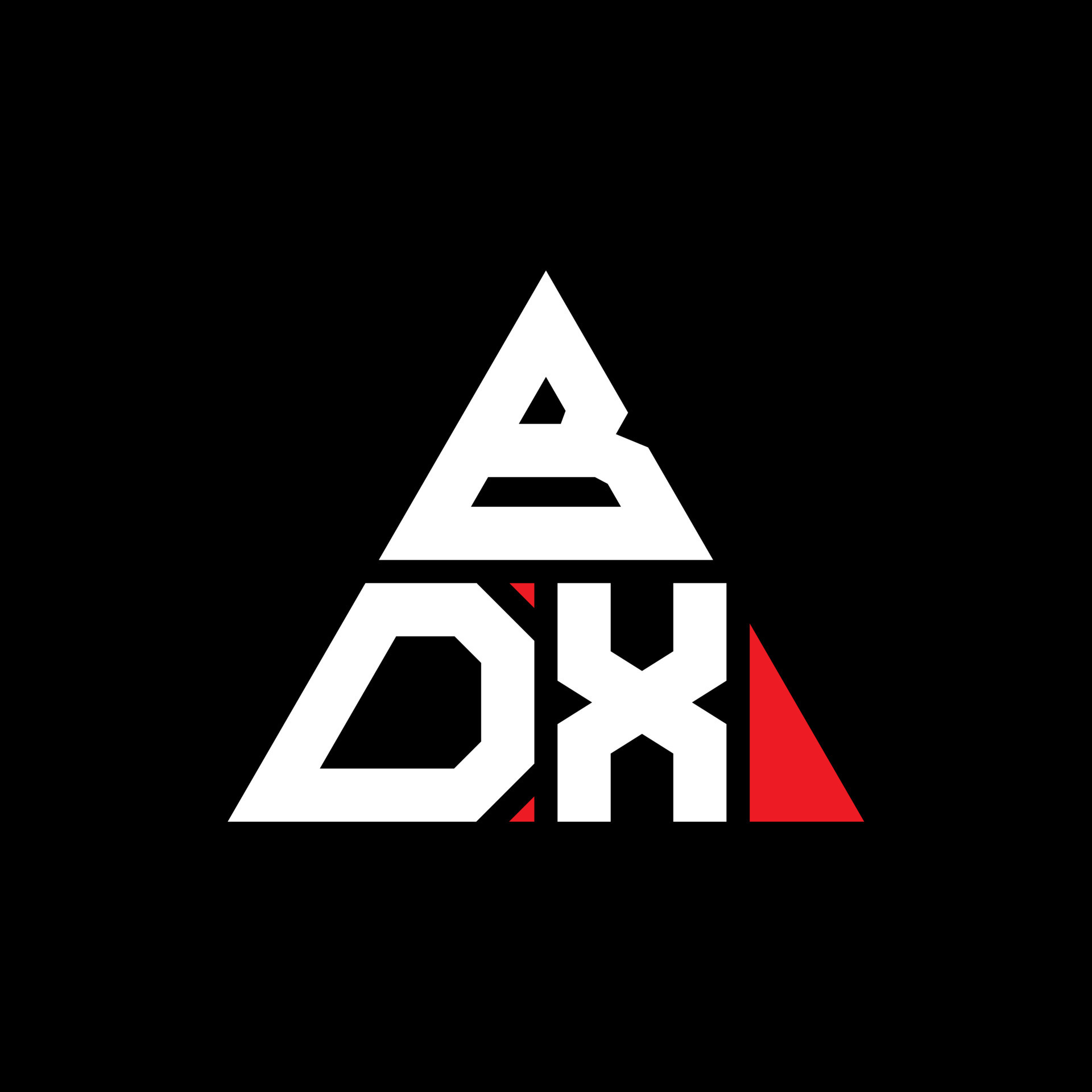Diseño de logotipo de letra triangular bdx con forma de triángulo