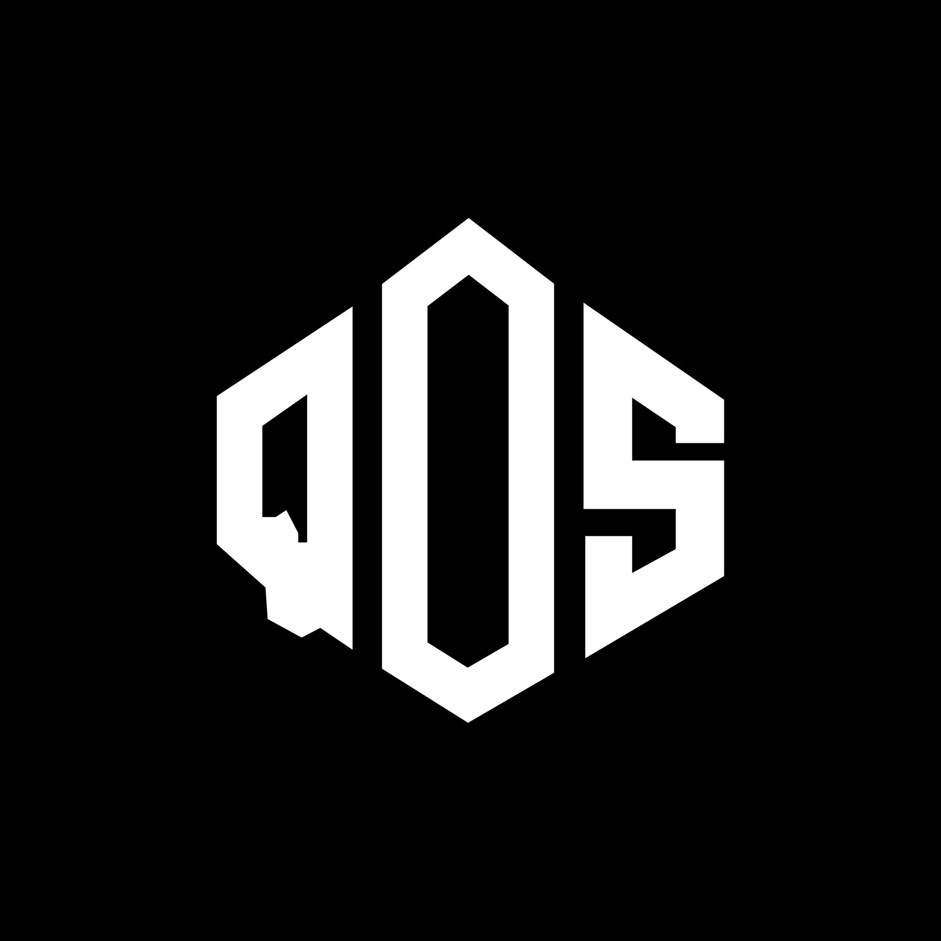 diseño de logotipo de letra qos con forma de polígono diseño de
