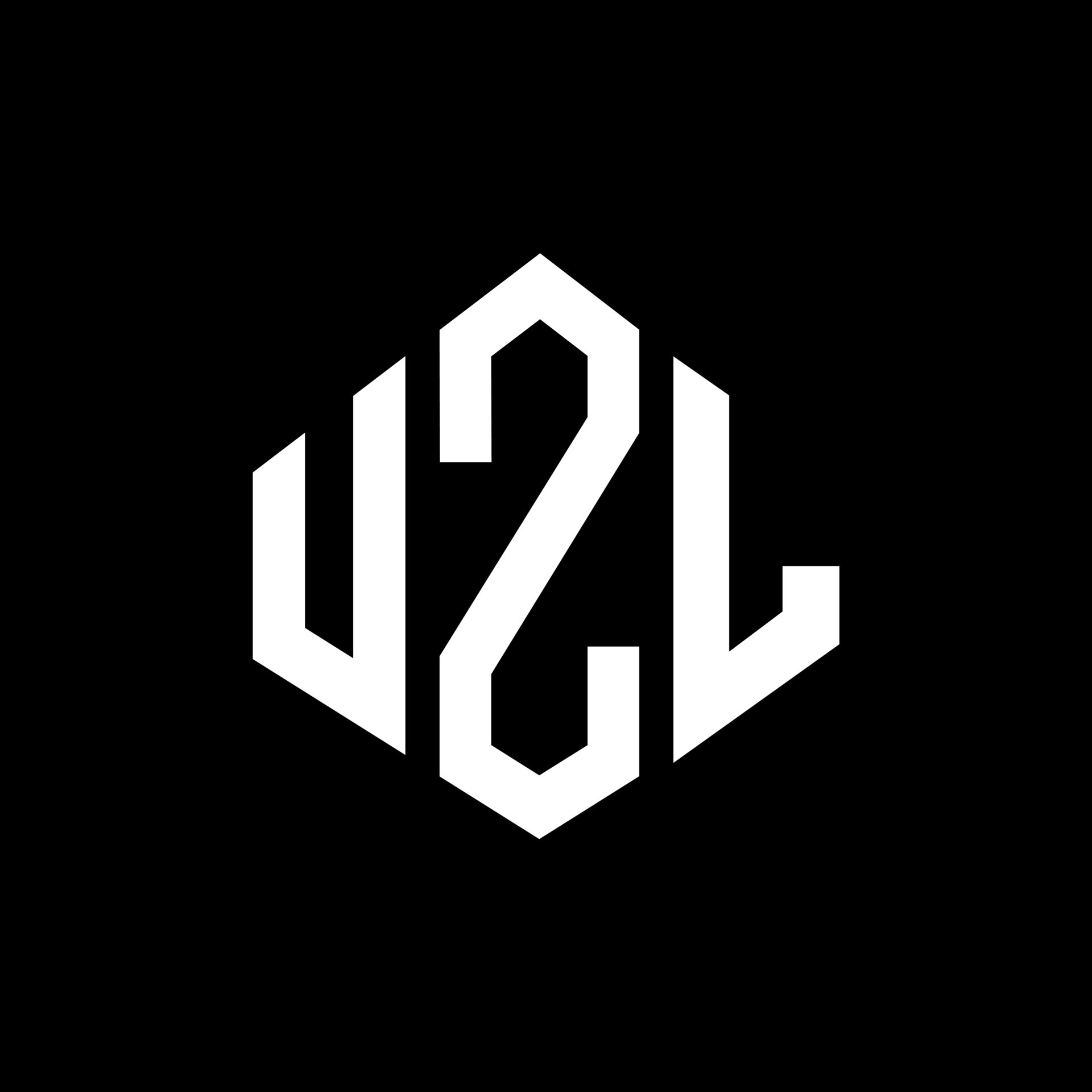 diseño de logotipo de letra uzl con forma de polígono diseño de