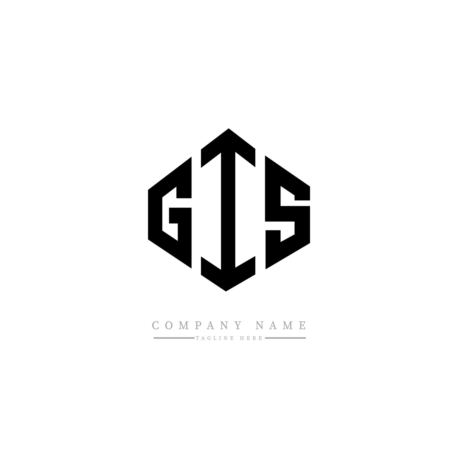 diseño de logotipo de letra gis con forma de polígono gis polígono y