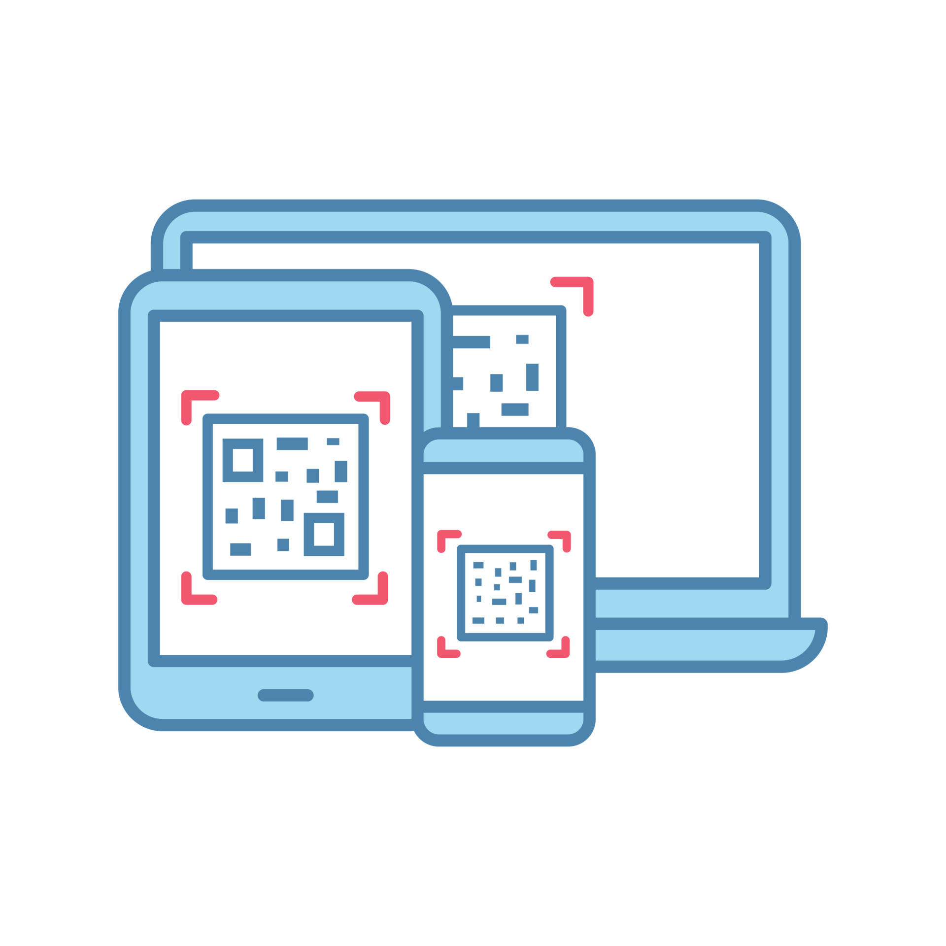 Qr Codes On Different Devices Color Icon Matrix Barcodes Generator D