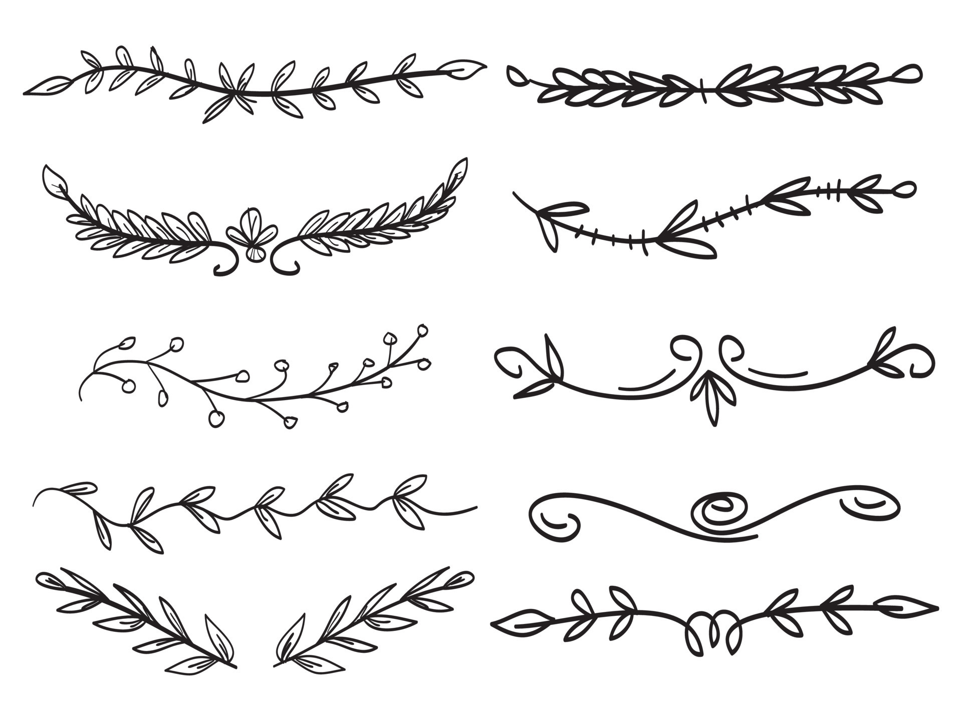 Doodle Hand Drawn Text Dividers Decorative Page Ornaments Borders