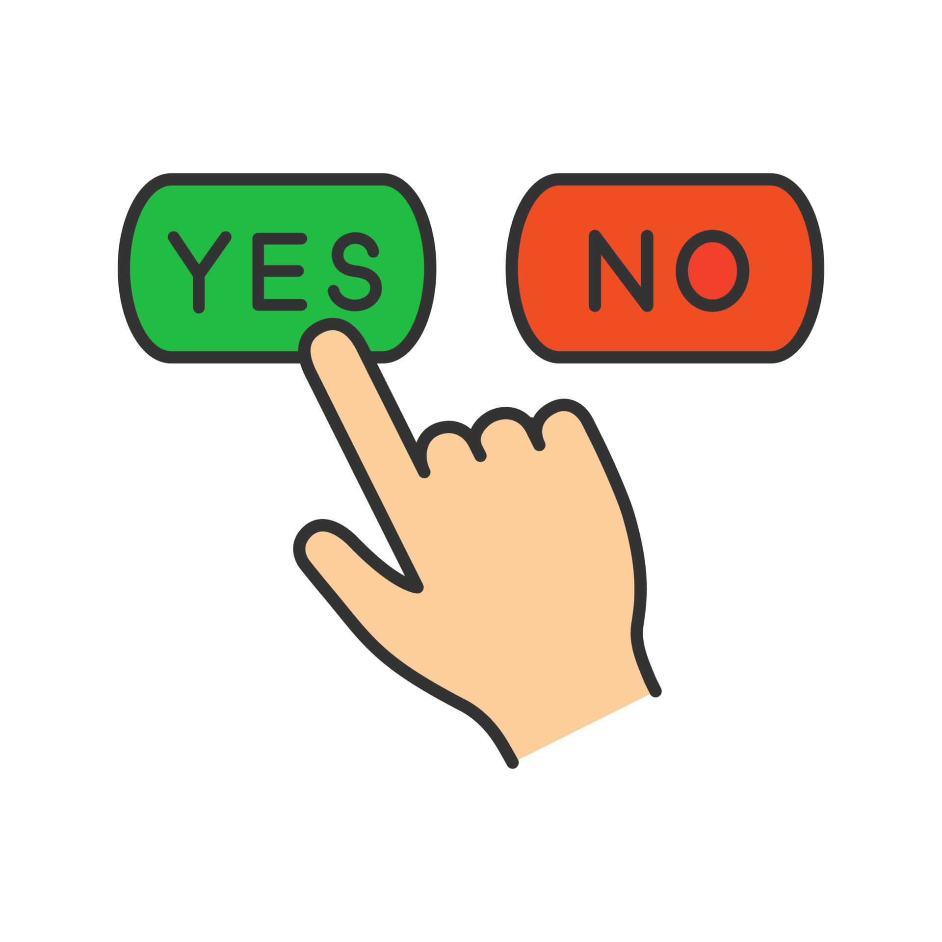 Yes Or No Click Color Icon Accept And Decline Buttons Hand Pressing