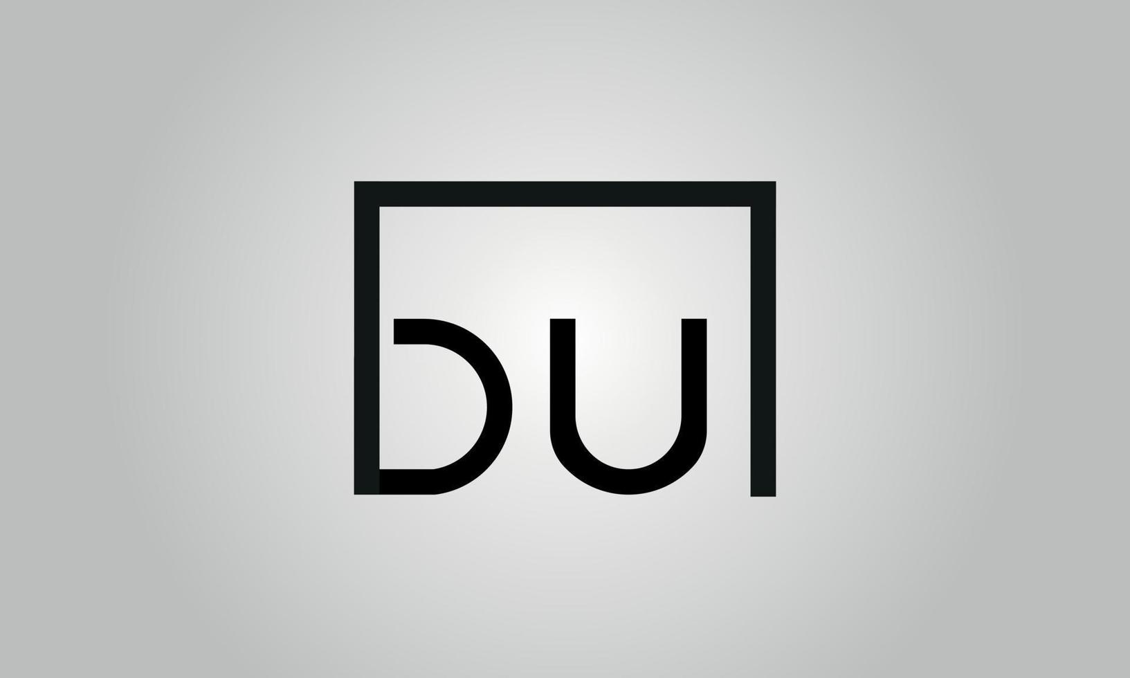Letter DU Logo Design DU Logo With Square Shape In Black Colors Vector