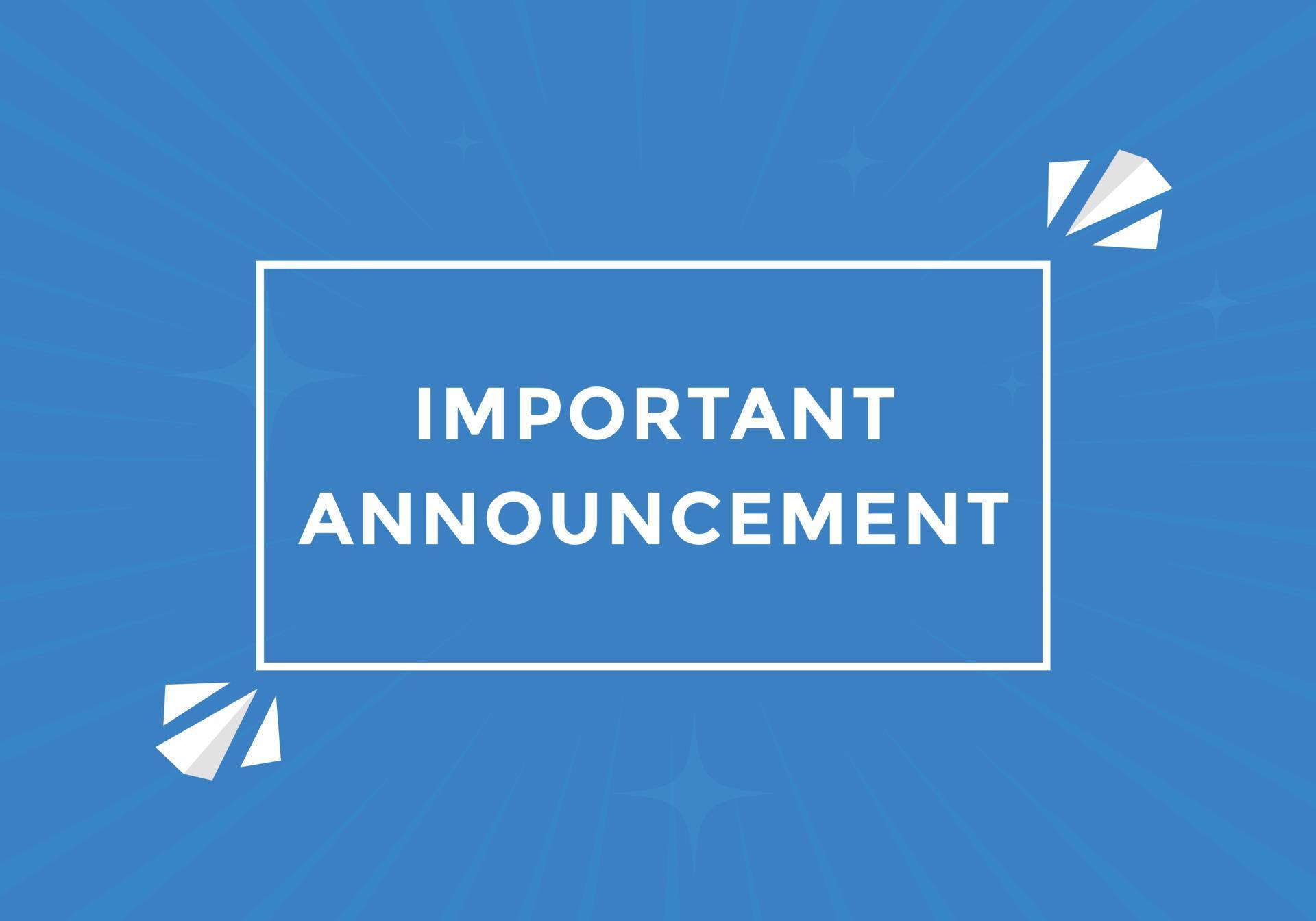 Important Announcement Colorful Label Sign Template Important