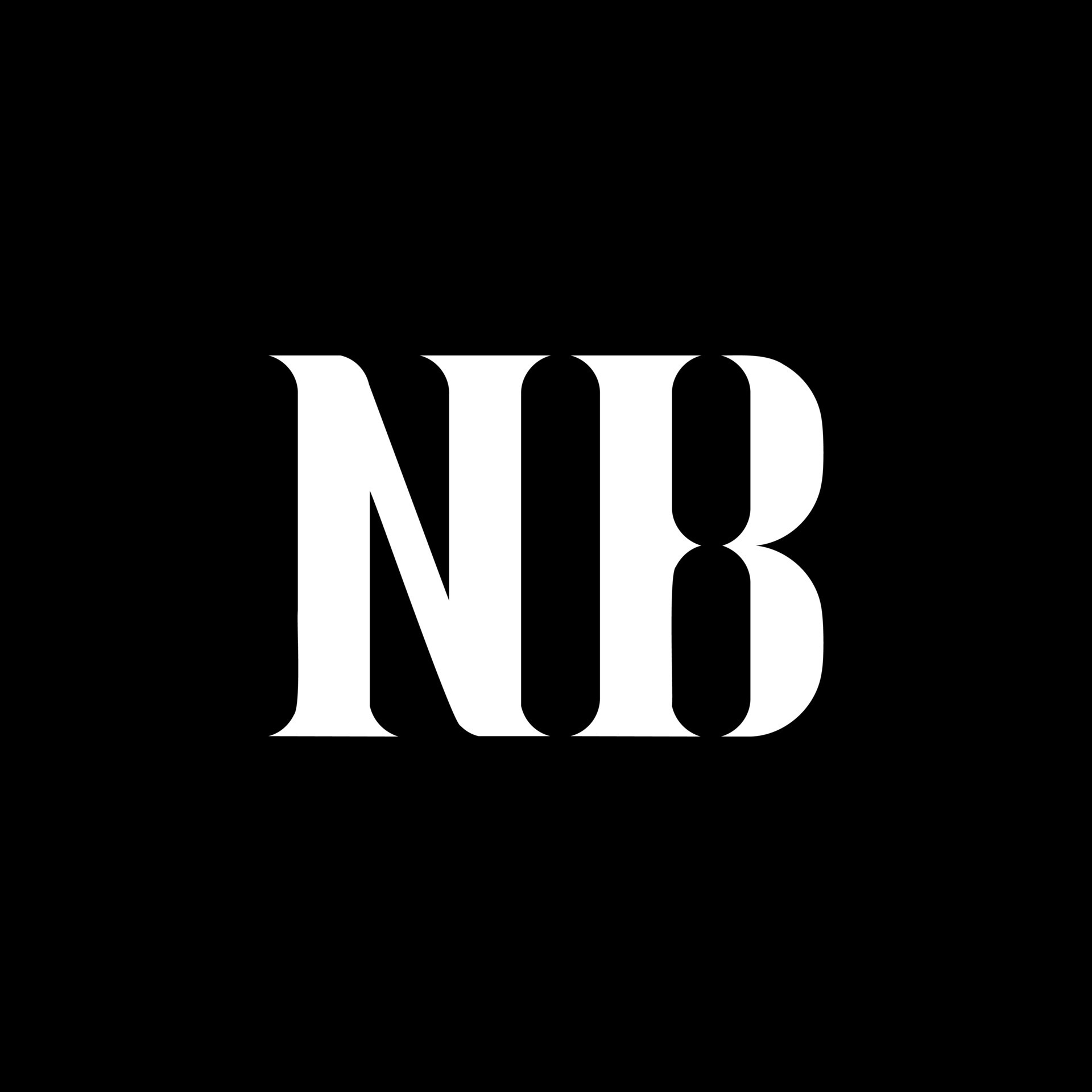 diseño del logotipo de la letra nb nb letra inicial nb mayúscula monograma logo color blanco