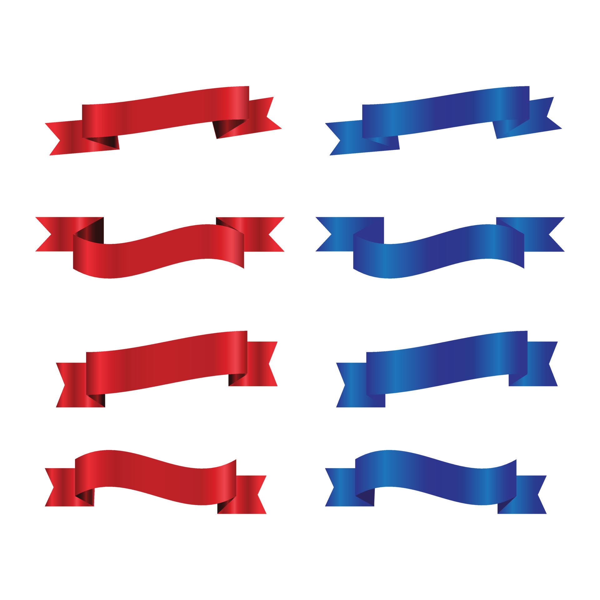 Glossy Ribbon Vector Banners Set Ribbon Label Red And Blue Glossy