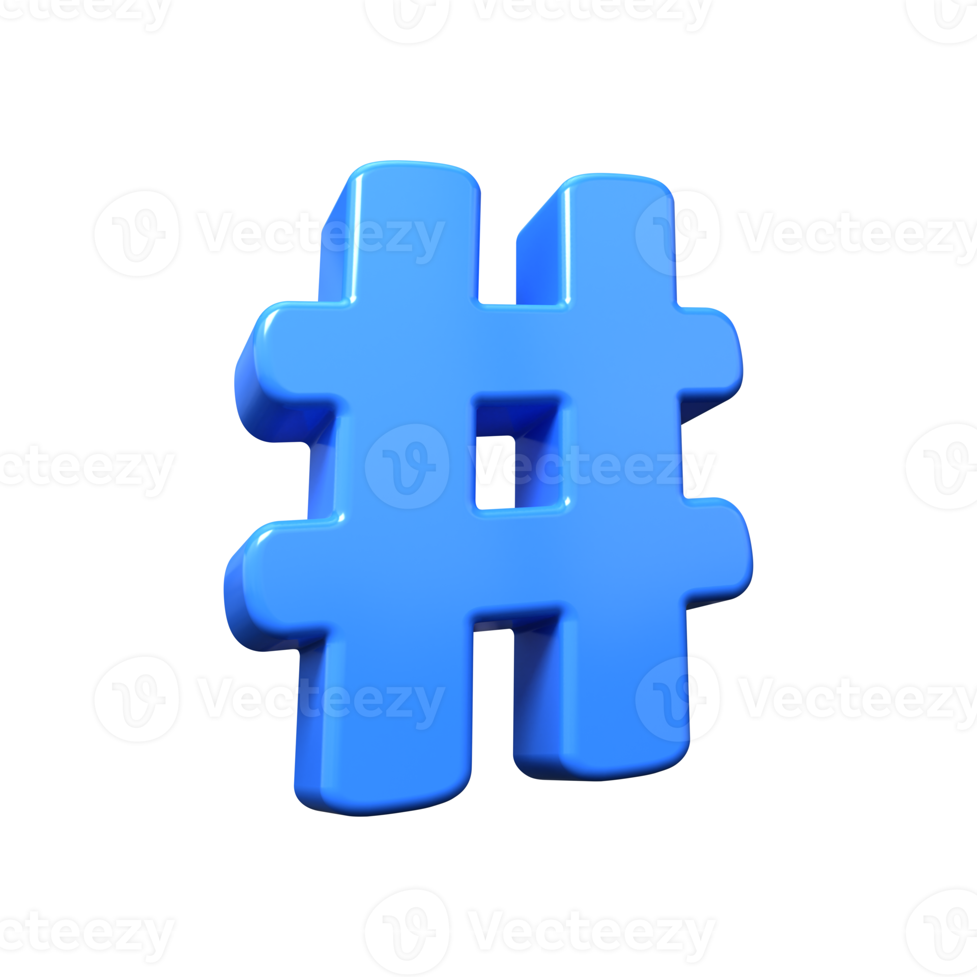 Blue Hash Symbol 3D Hashtag Sign Octothorp Icon For SEO Promotion 3d