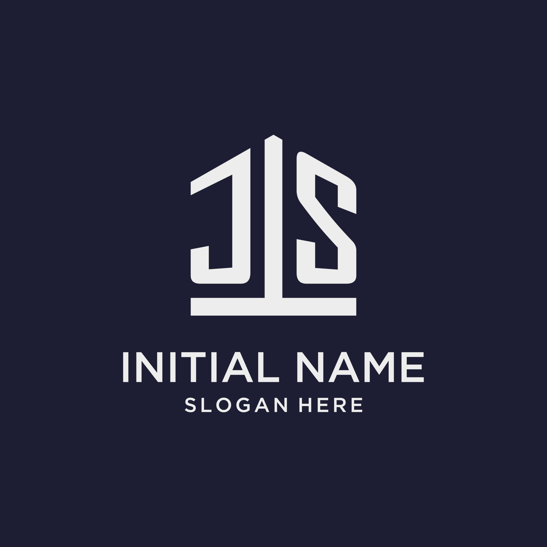 JS Initial Monogram Logo Design With Pentagon Shape Style 12736141