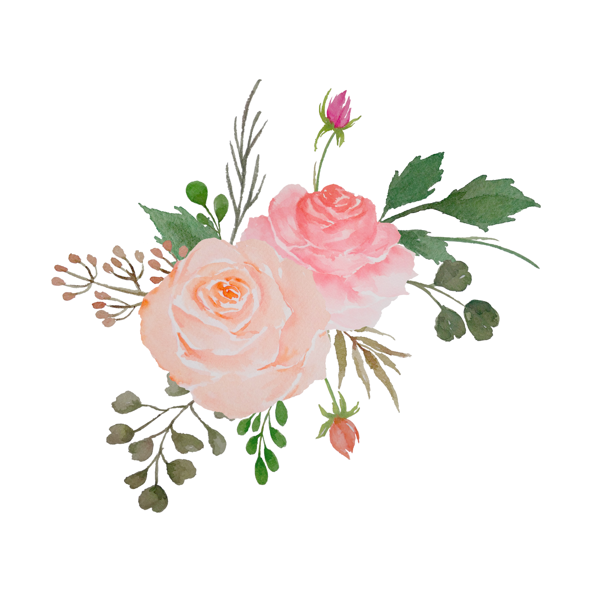 Watercolor Flowers Arrangement Illustration Of Floral Bouquet With