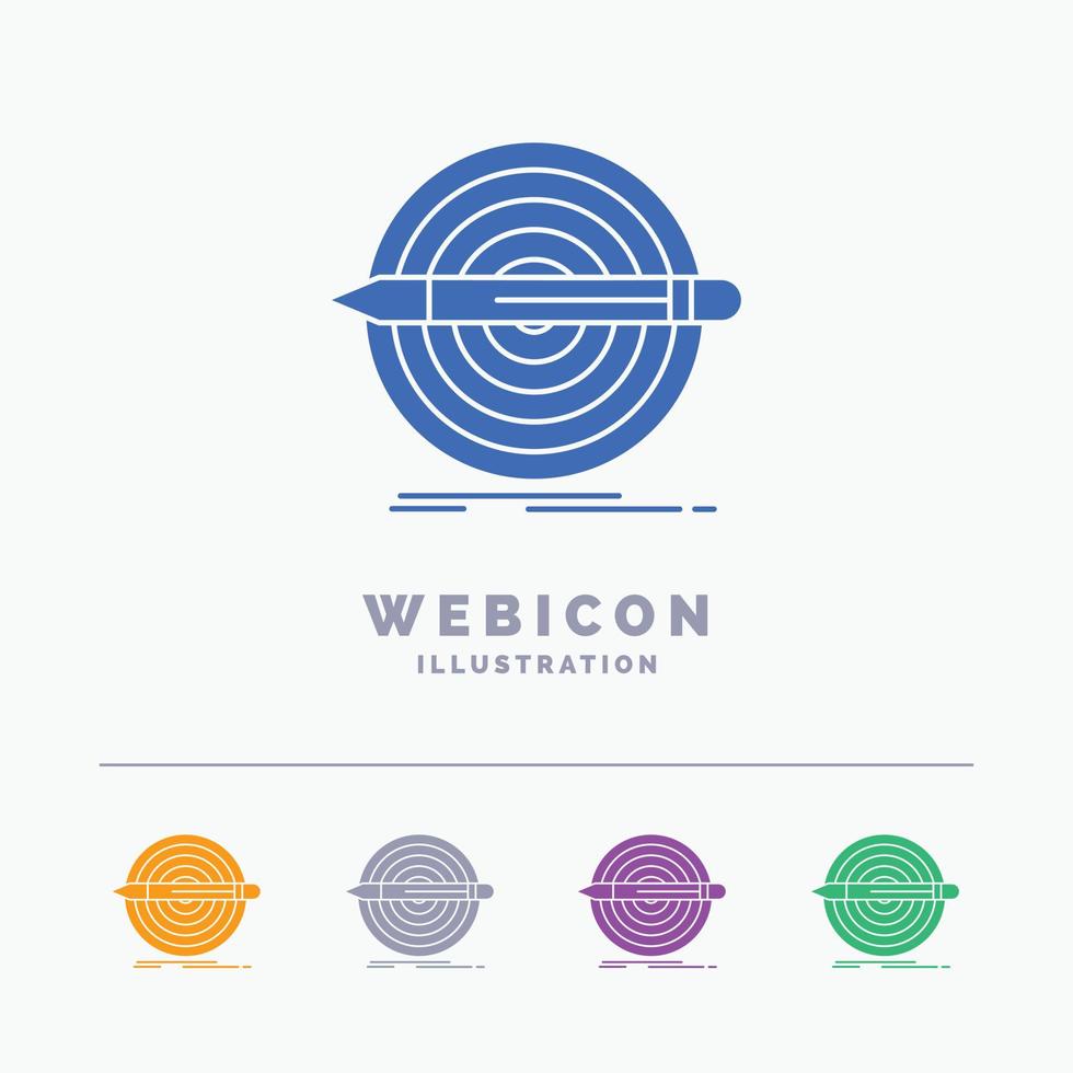 Design Goal Pencil Set Target 5 Color Glyph Web Icon Template