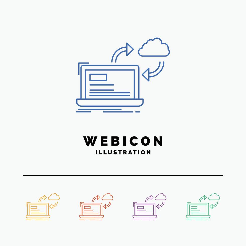 Sync Processing Data Dashboard Arrows 5 Color Line Web Icon