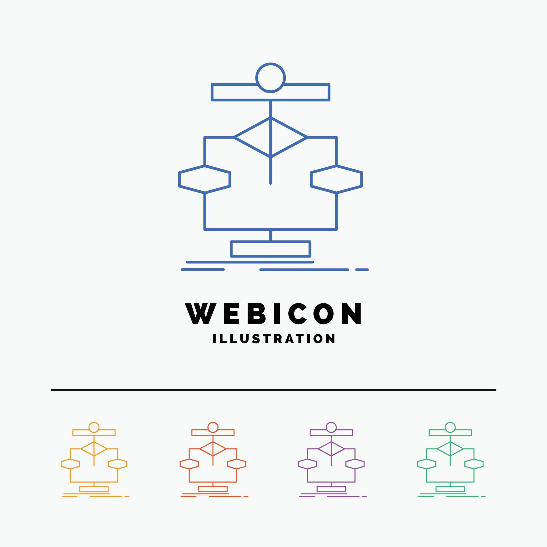 Algorithm Chart Data Diagram Flow Color Line Web Icon Template Isolated On White Vector