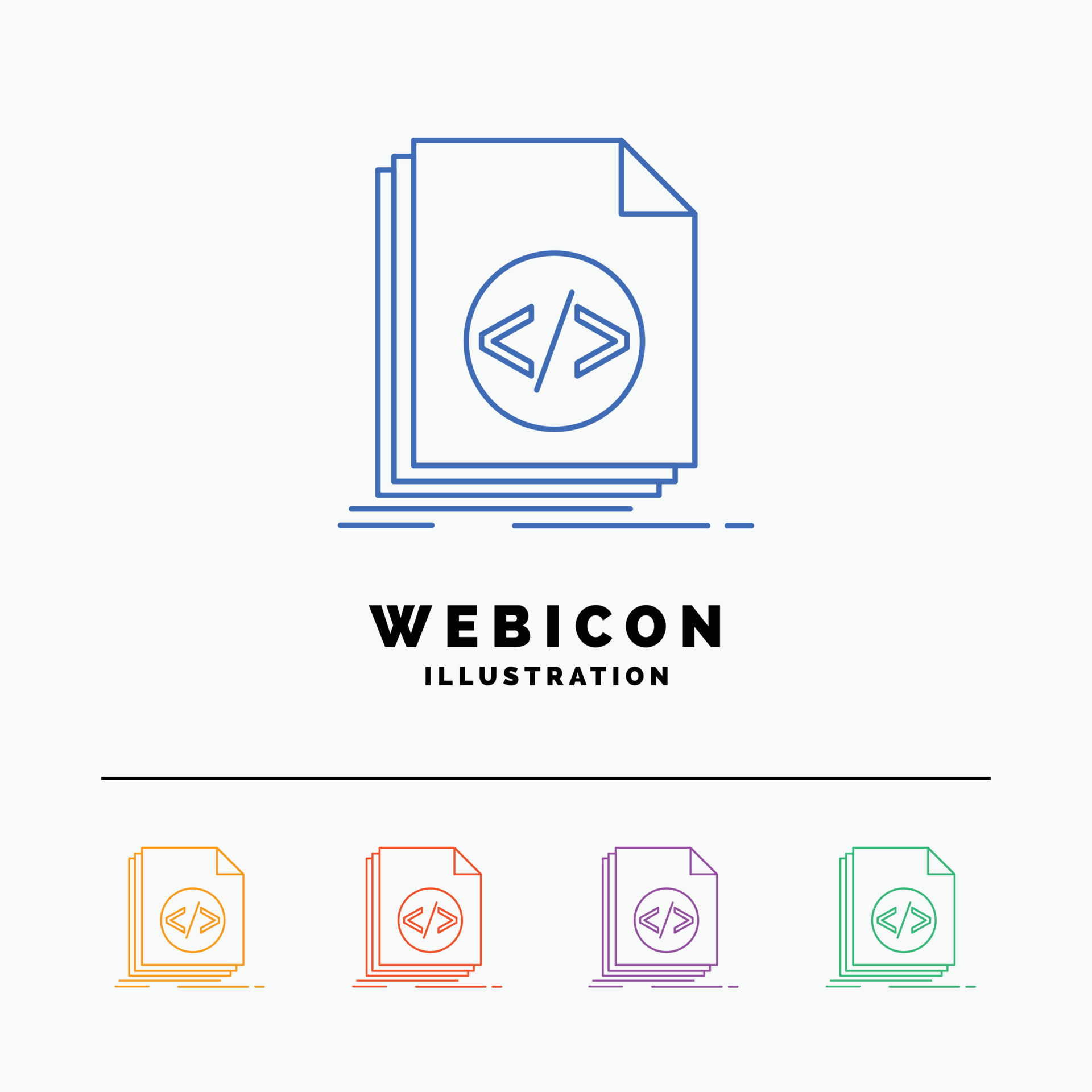 Code Coding File Programming Script Color Line Web Icon Template Isolated On White Vector