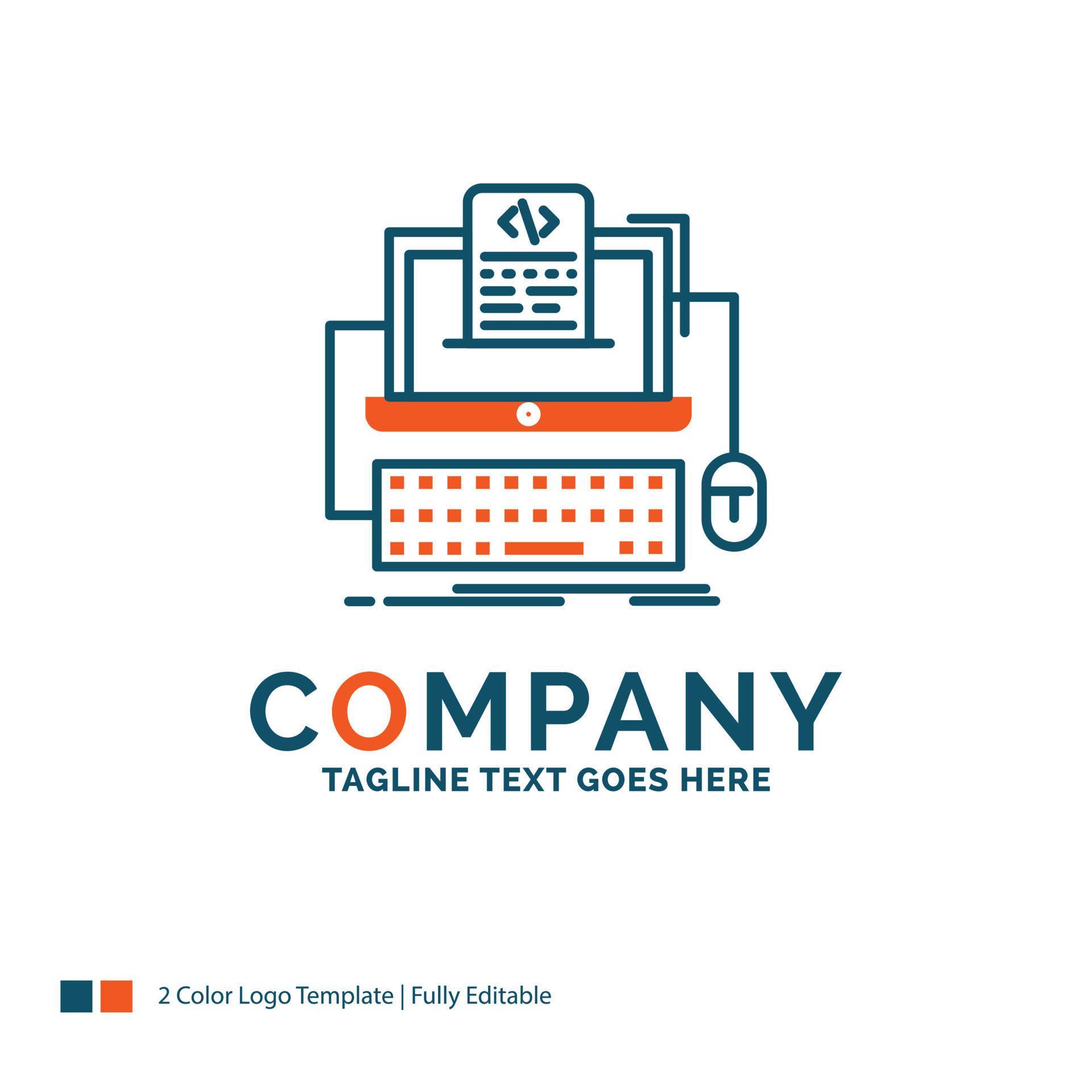 Code Coding Computer Monoblock Screen Logo Design Blue And Orange