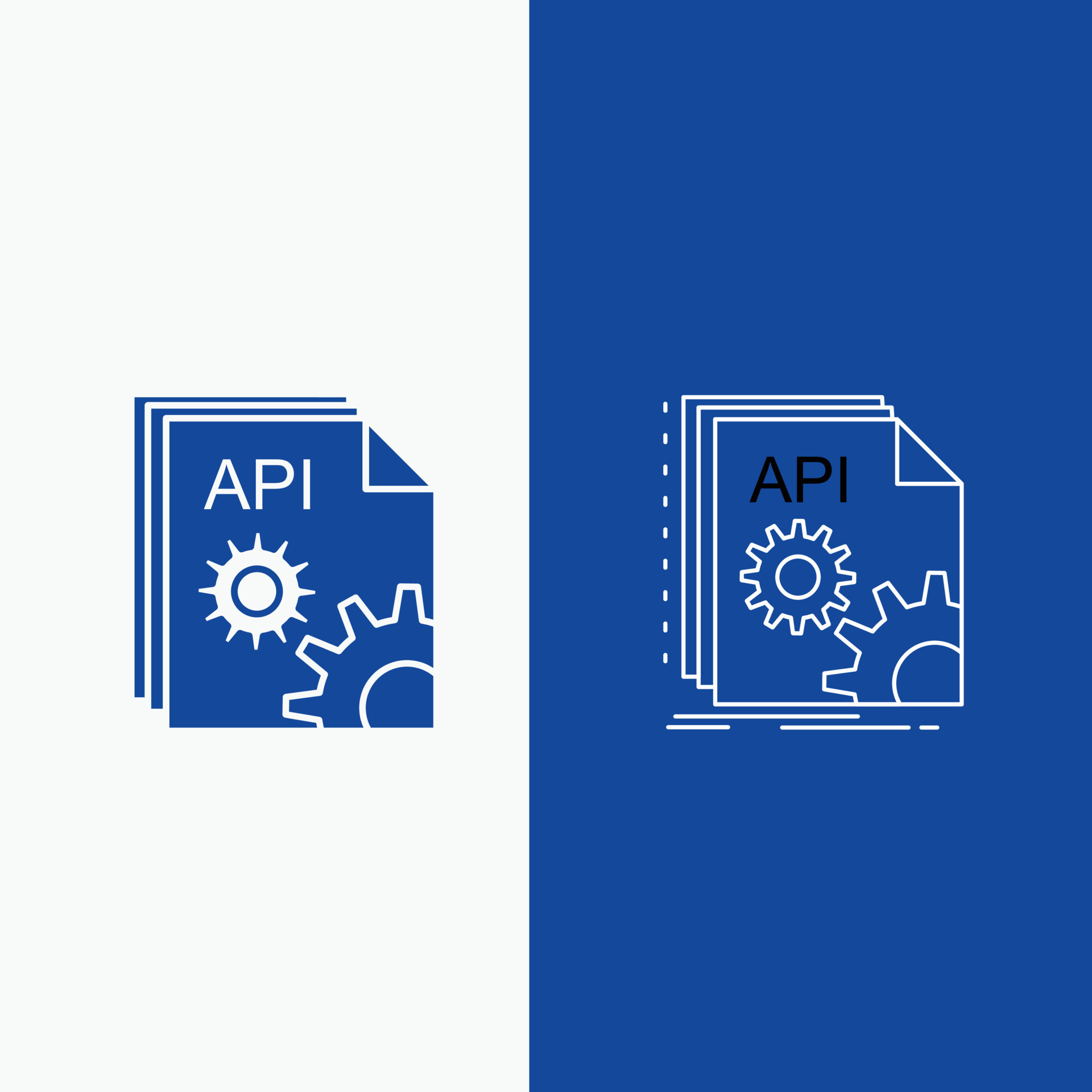 Api App Coding Developer Software Line And Glyph Web Button In Blue Color Vertical Banner
