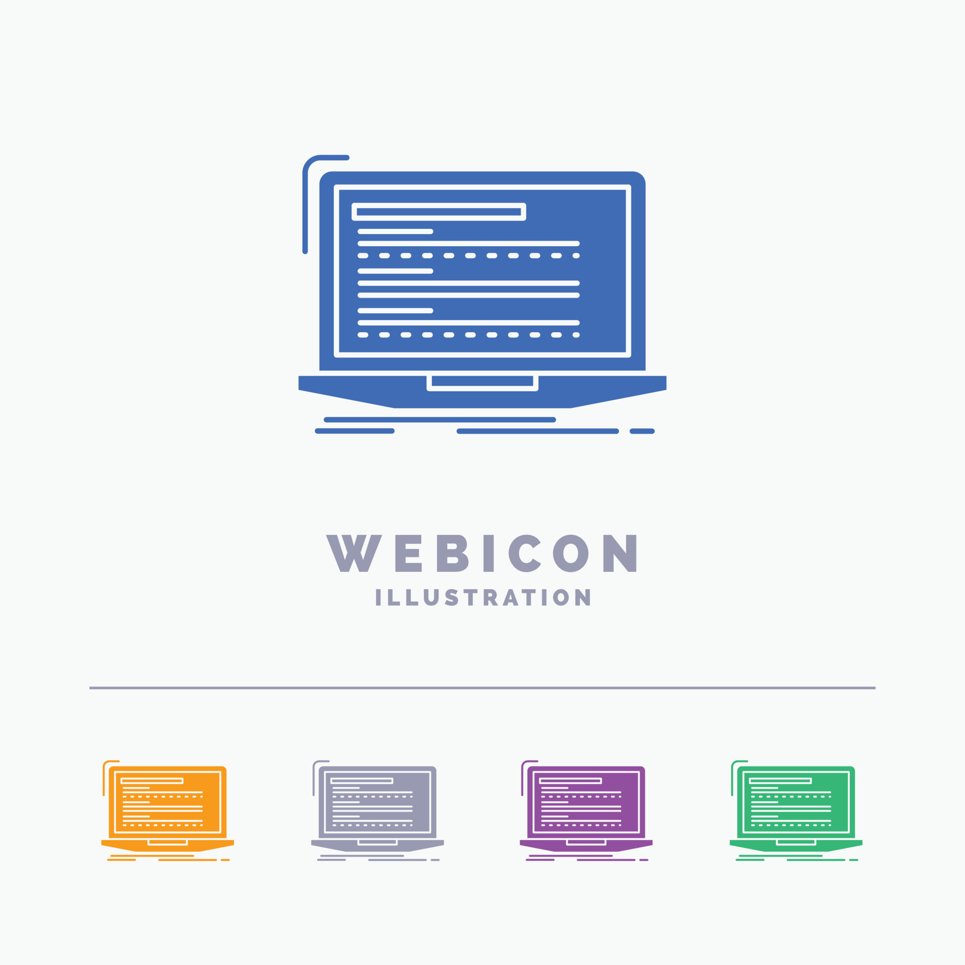 Code Coding Computer Monoblock Laptop 5 Color Glyph Web Icon