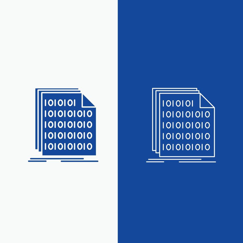 Binary Code Coding Data Document Line And Glyph Web Button In Blue