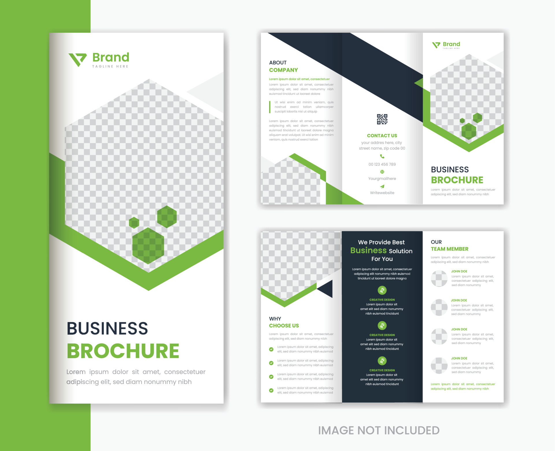Green Corporate Trifold Brochure Design Template For Business Portfolio