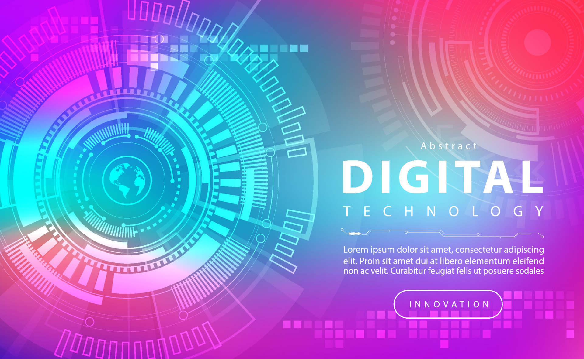 Digital Technology Banner Colorful Background Concept Technology Light