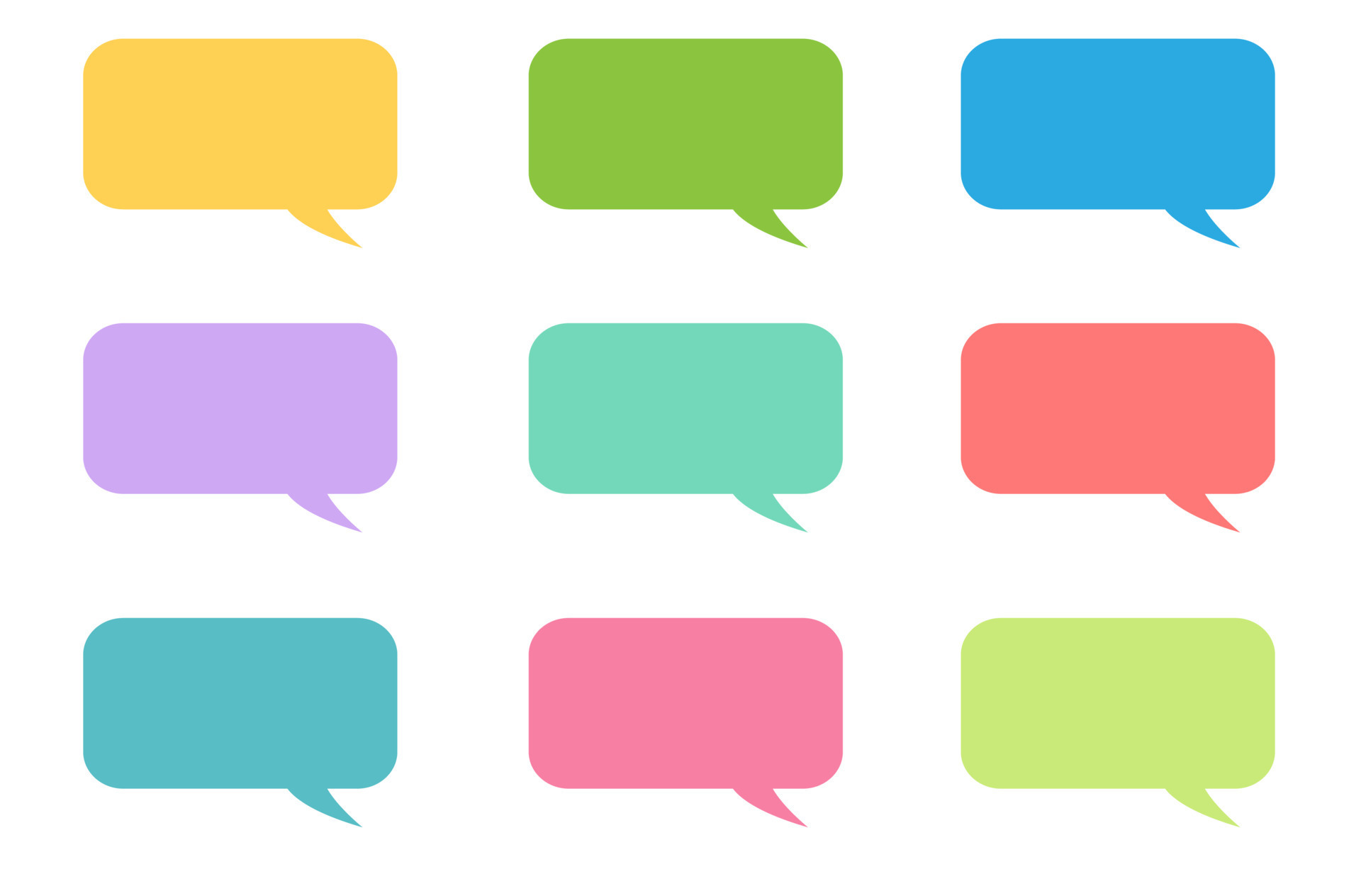 Colorful Callout Icons Set Isolated On White Background Geometric Graphic Element