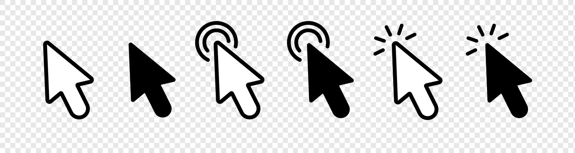 Mouse Click Cursor Set Hand Cursor Click Icon Mouse Pointer Set