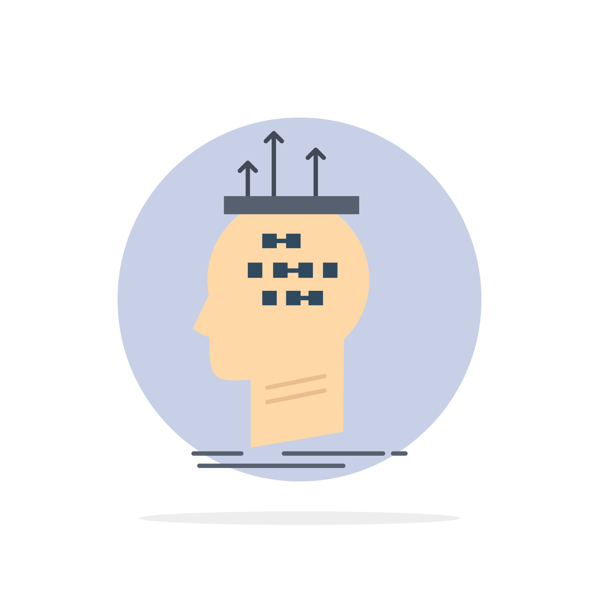 Algorithm Brain Conclusion Process Thinking Flat Color Icon Vector