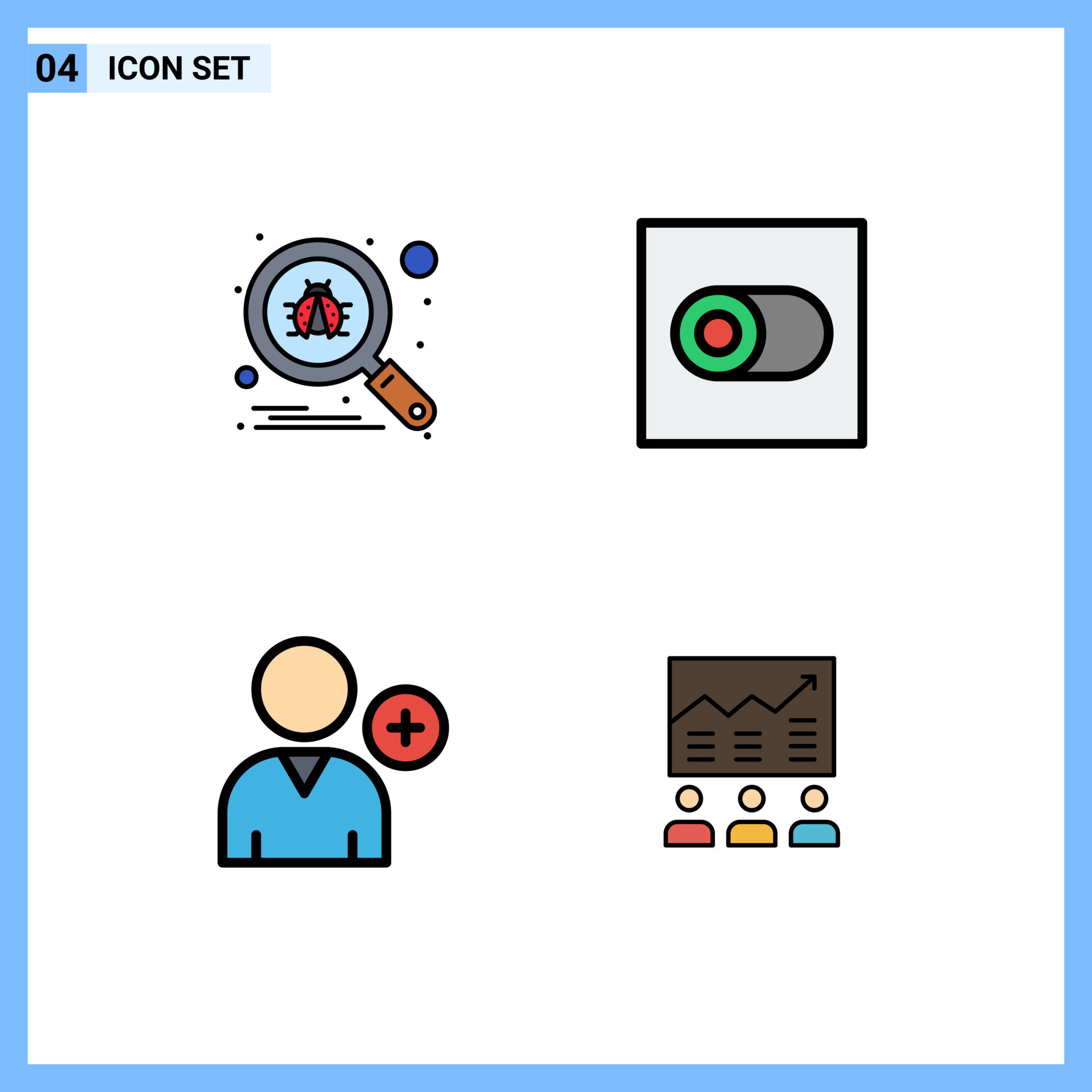 4 Filledline Flat Color Concept For Websites Mobile And Apps Bug User