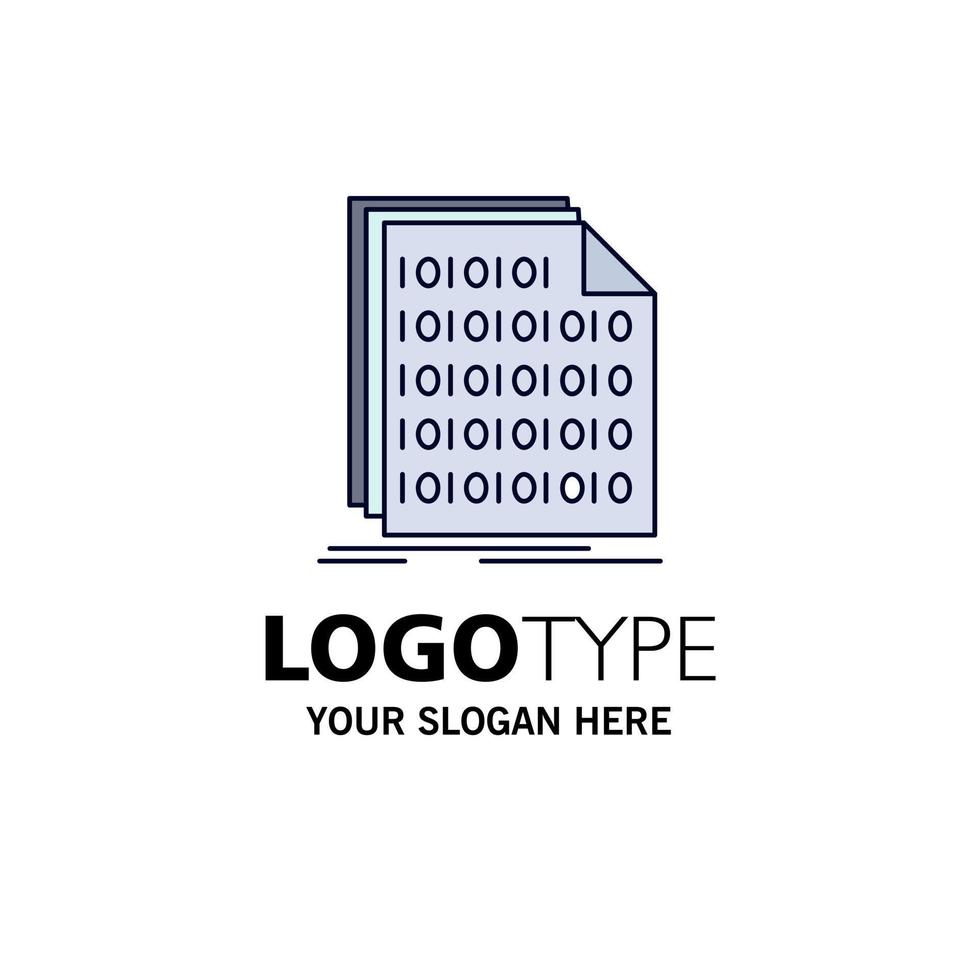 Binary Code Coding Data Document Flat Color Icon Vector Vector