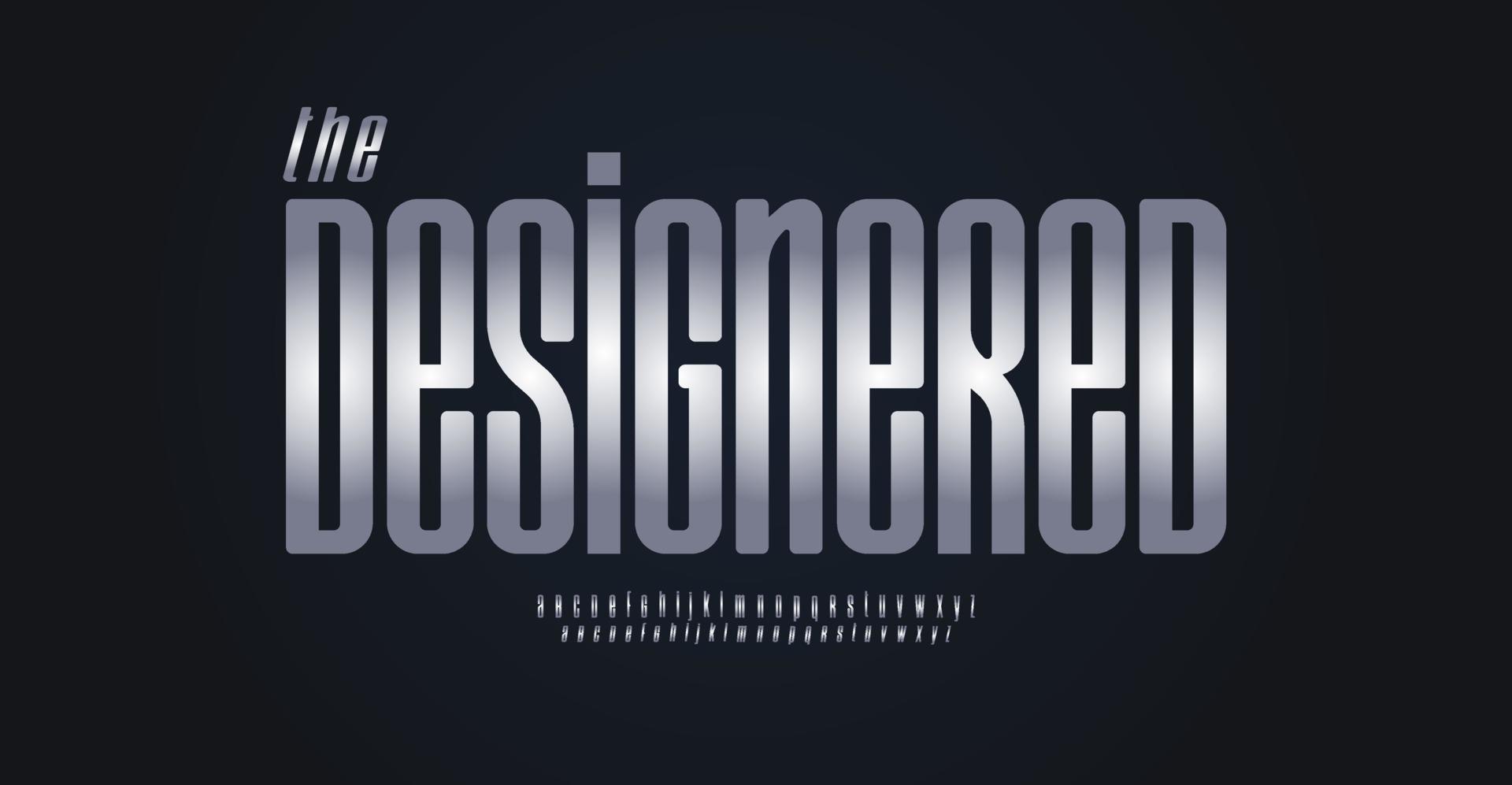 Metal Font Alphabet Letters Narrow Logo Typeface Slim Elegant Type