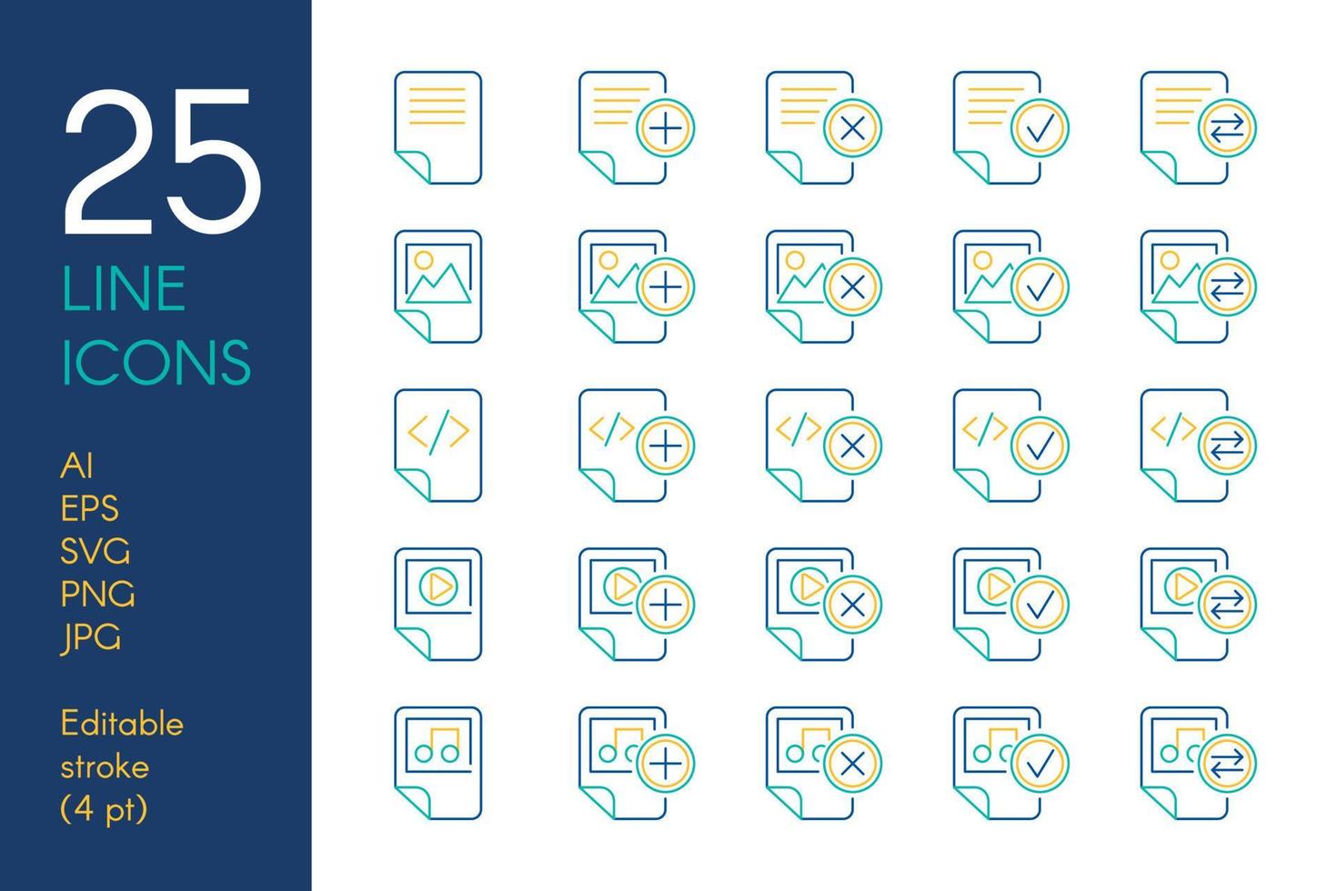Documents And Files Color Linear Icons Set 15716633 Vector Art At Vecteezy