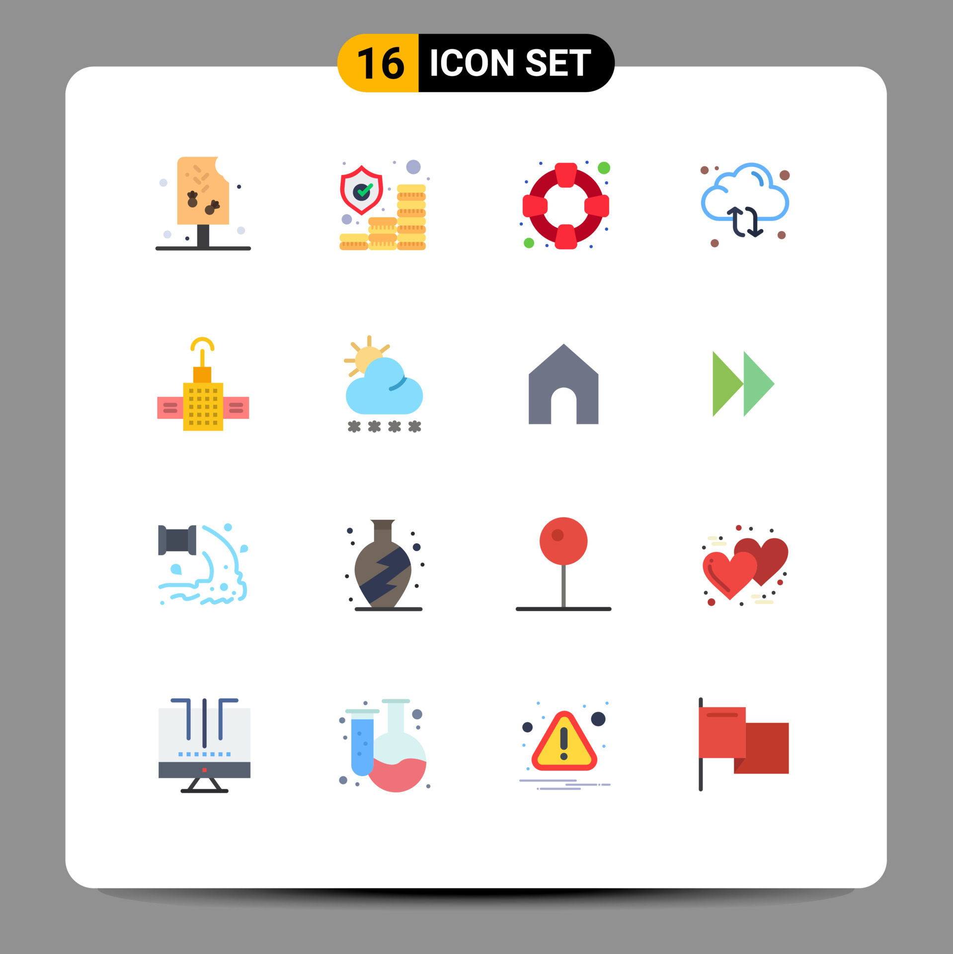 Pictogram Set Of Simple Flat Colors Of Navigation Reload Help Arrow