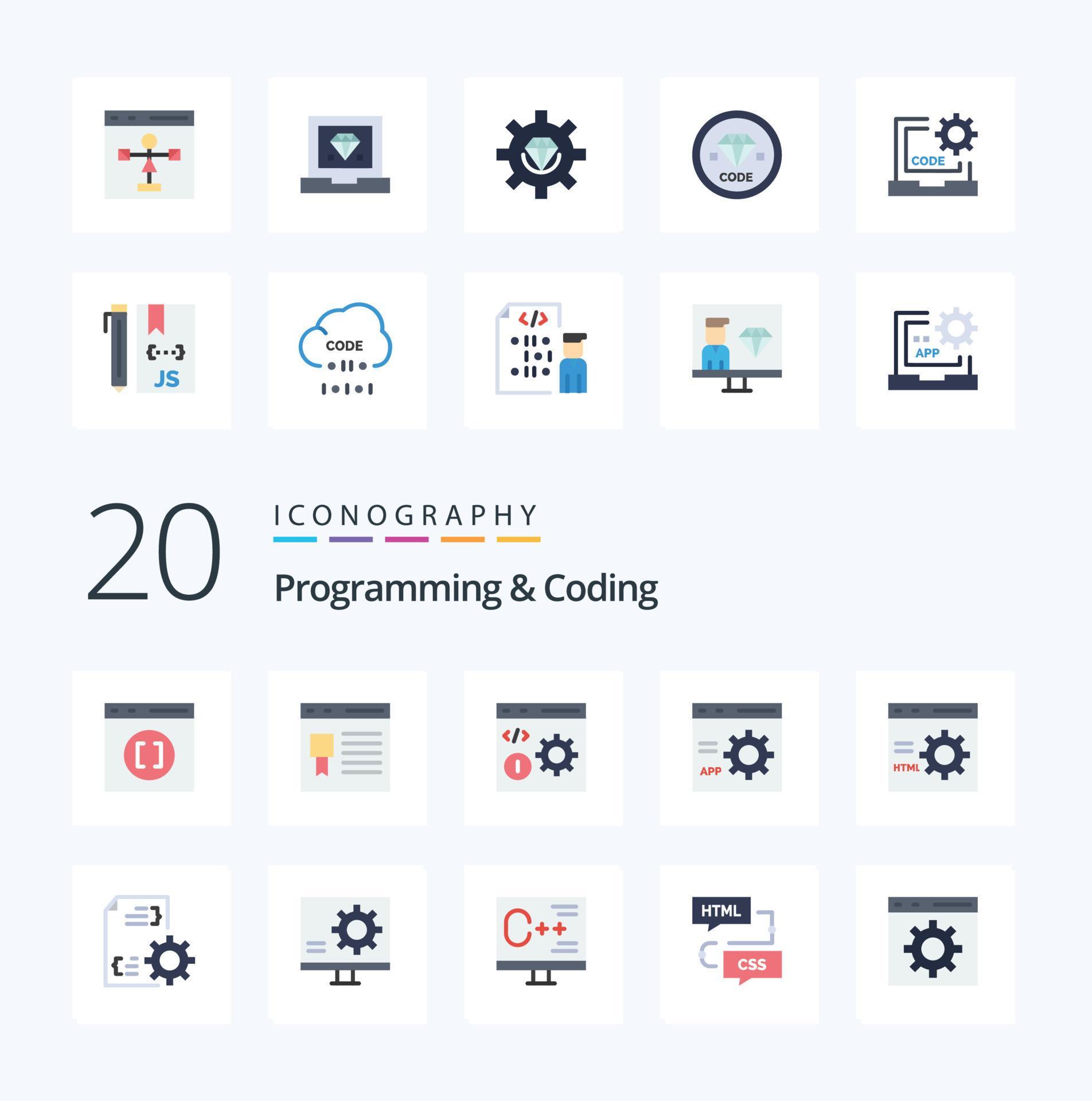 Programming And Coding Flat Color Icon Pack Like File Develop Page Programming Develop