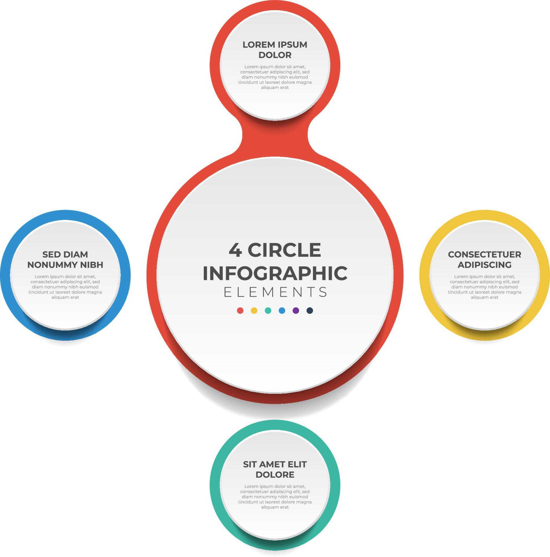 Circular Layout Diagram With Points Of Steps Sequence Colorful