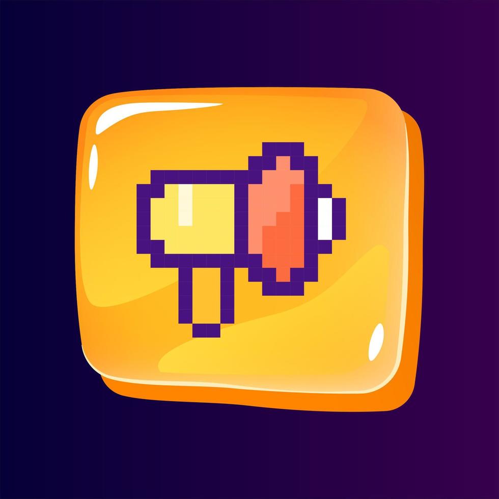 Loudspeaker Glossy Ui Button With Pixelated Color Icon Event